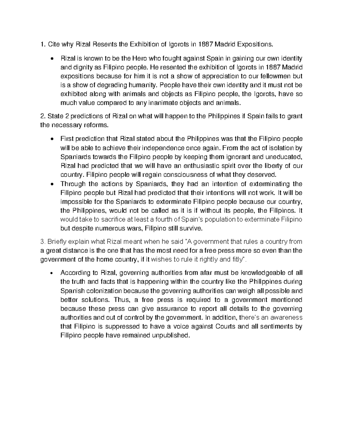 The Philippine A Century hence - Cite why Rizal Resents the Exhibition ...