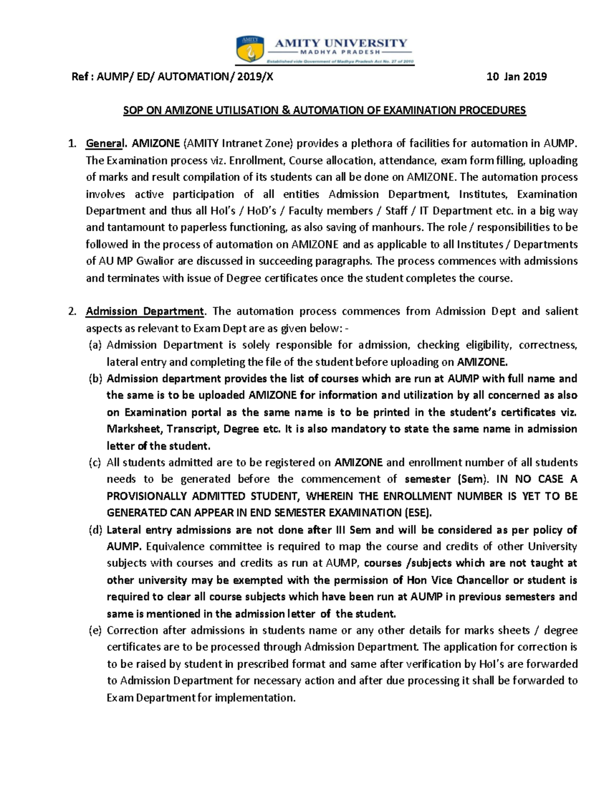 SOP AUMP Automation Procedures for Examination Processes - Studocu
