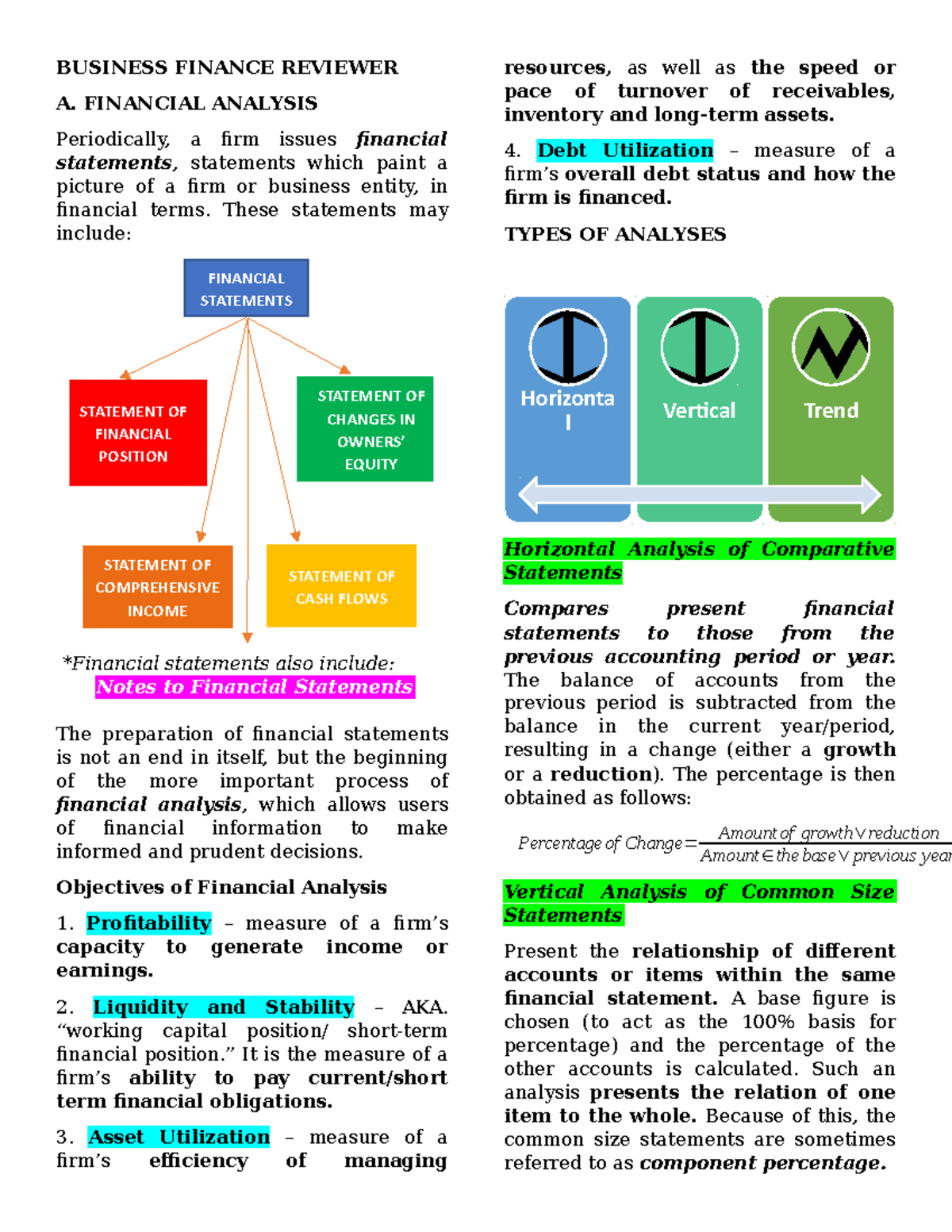 Business Finance Review: Key Concepts & Analysis Techniques - Studocu