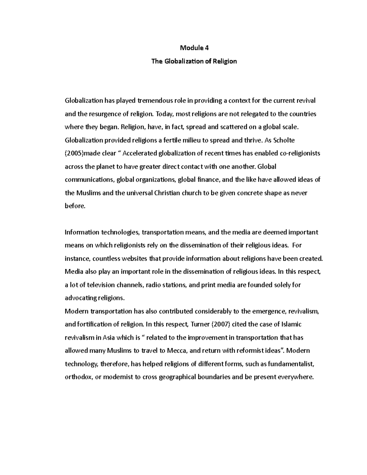 Module 4: Religion's Role in Globalization Dynamics - Studocu
