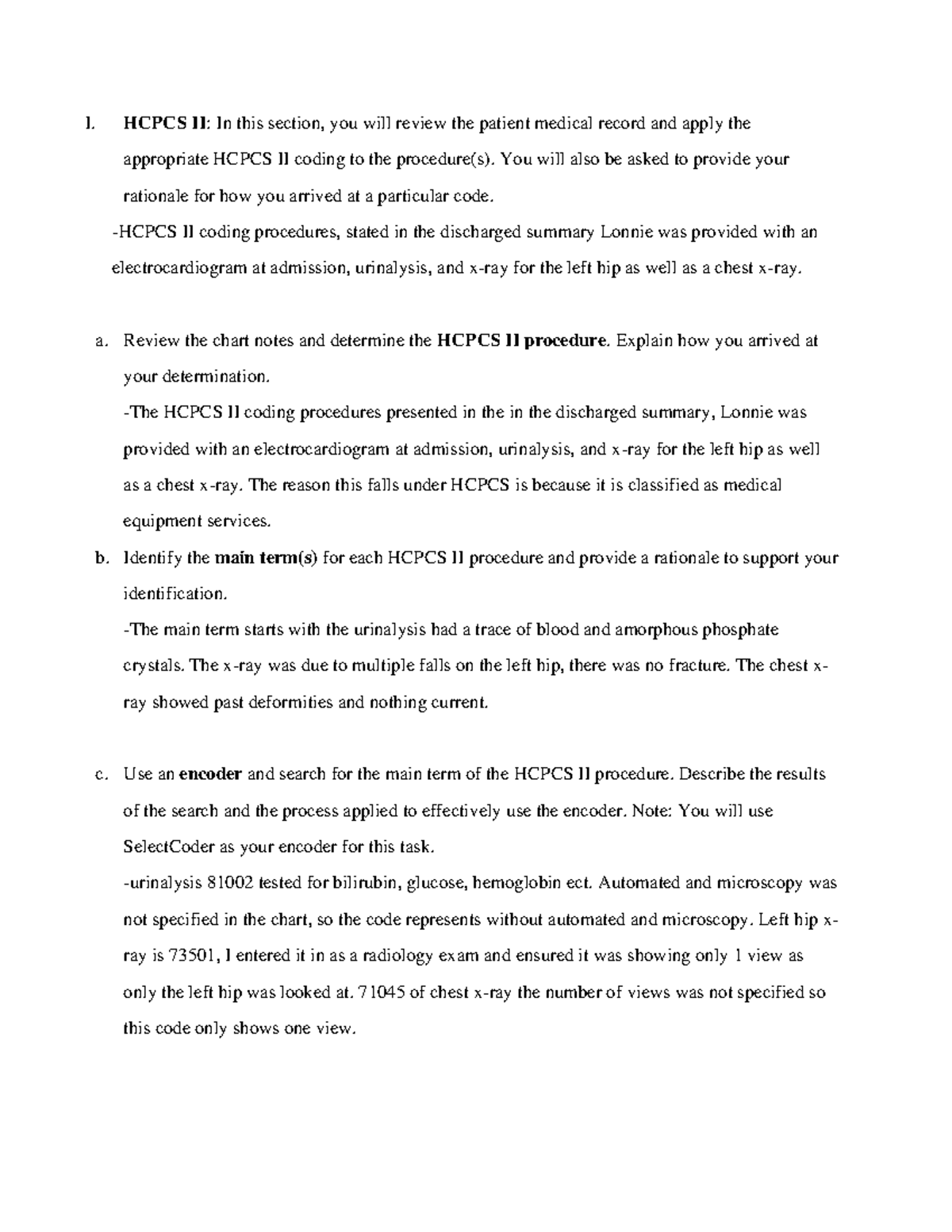 Module 4 Assignment: HCPCS II Coding Procedures Analysis - Studocu