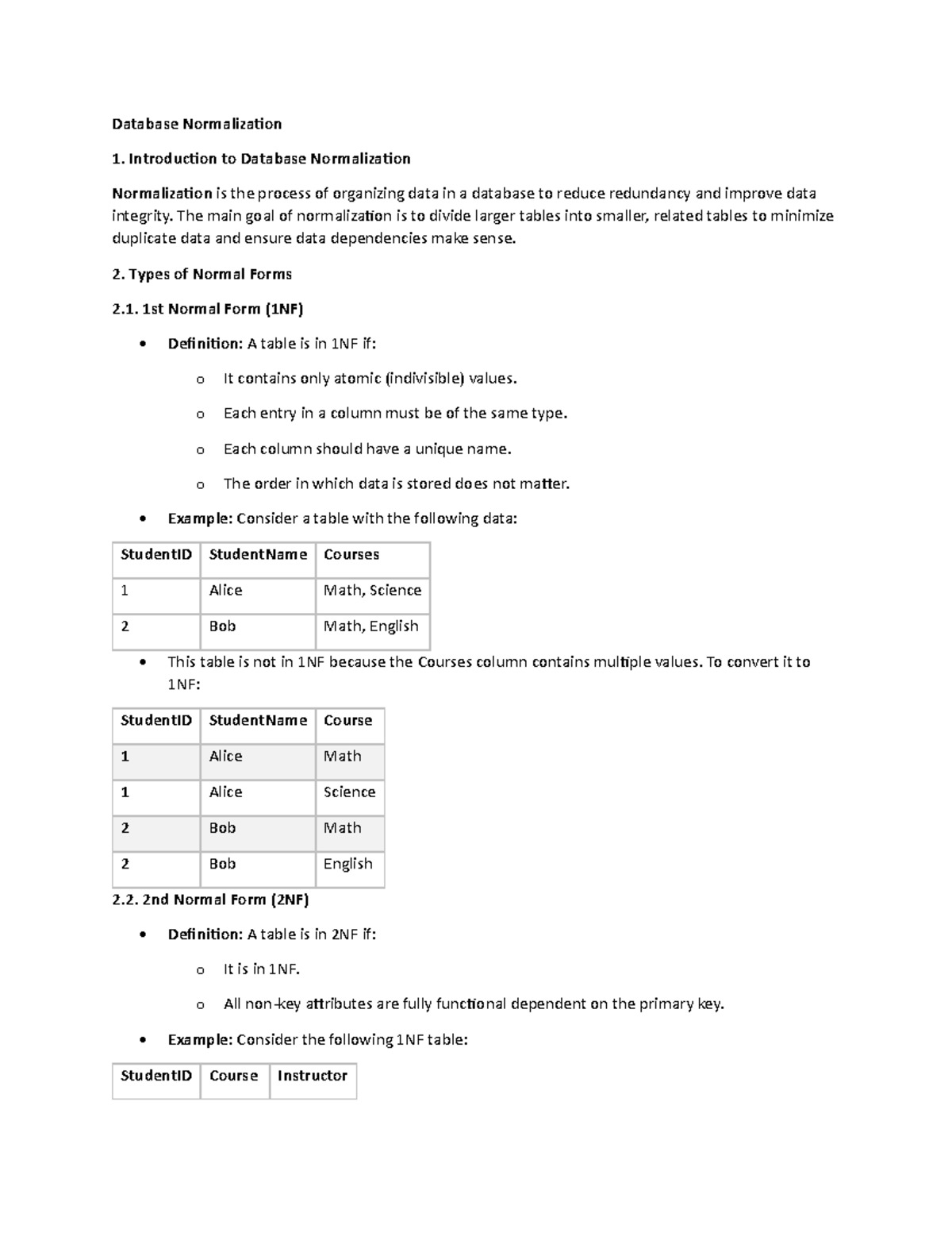 Database Normalization Overview and Normal Forms Explained - Studocu