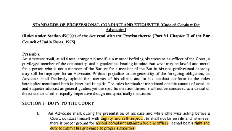 Code of Conduct for Advocates in India: Professional Standards and ...