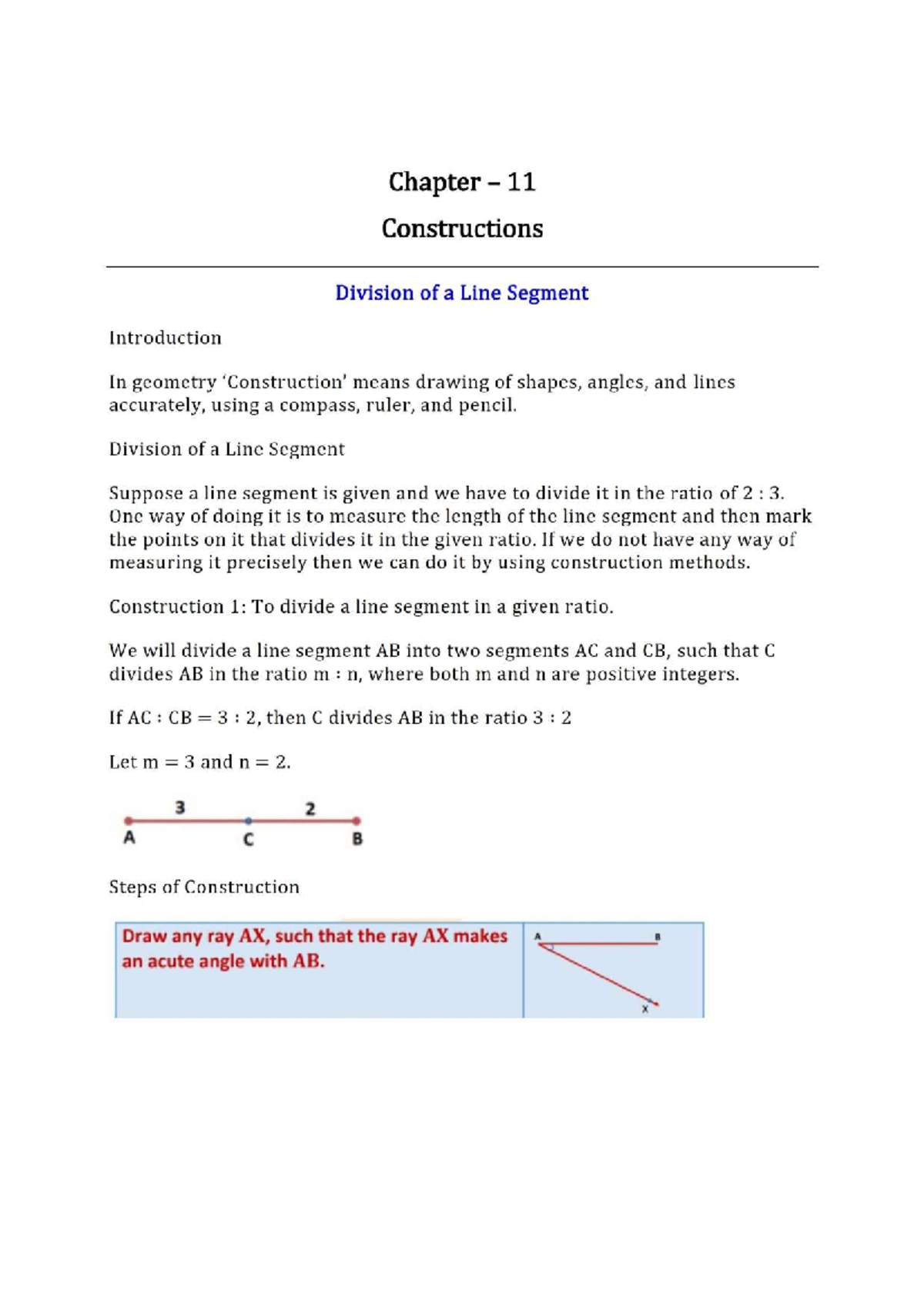 Chapter 11: Constructions - Dividing a Line Segment in Ratios (Math 101 ...