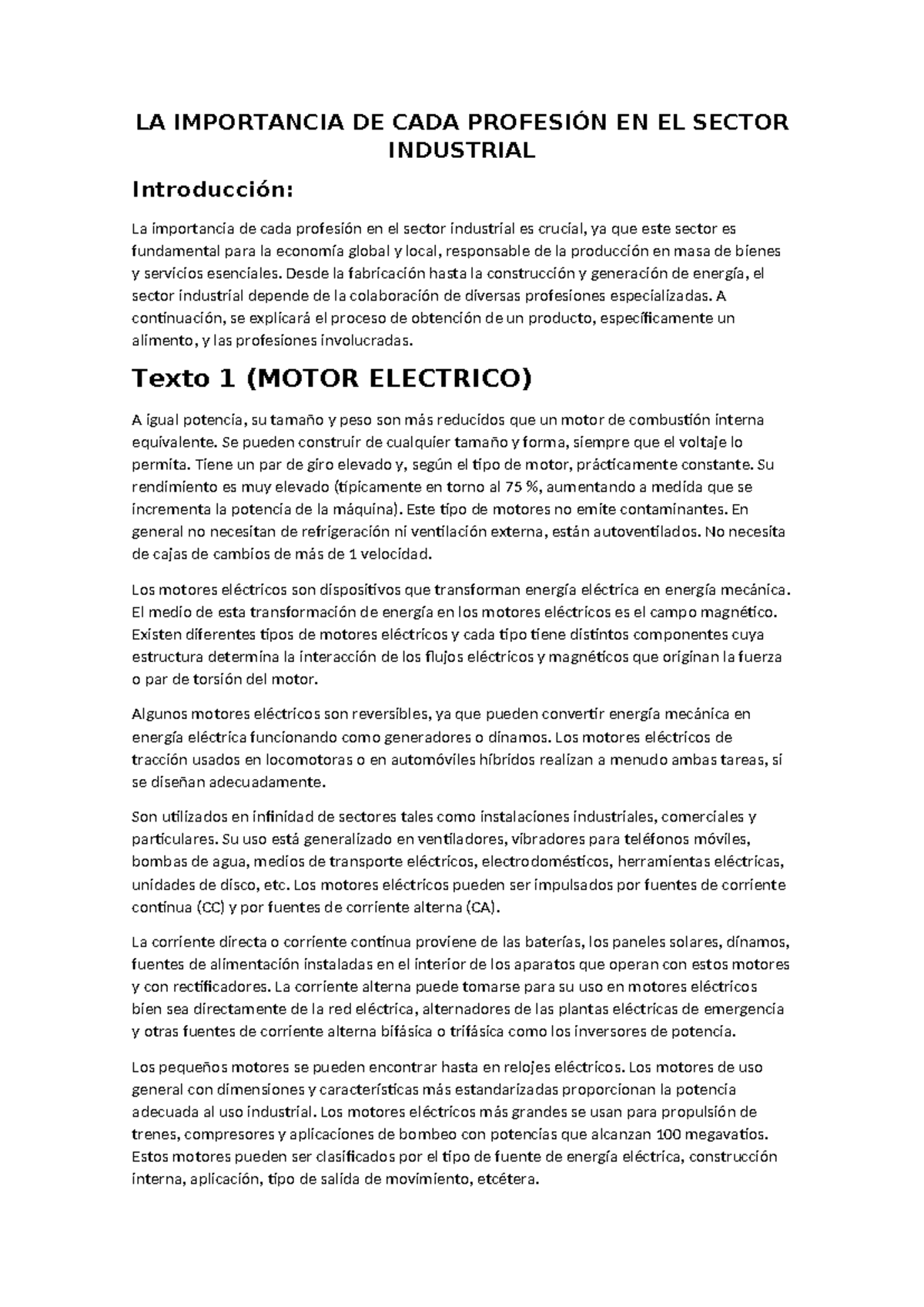 Textos 123: Importancia de las Profesiones en el Sector Industrial ...