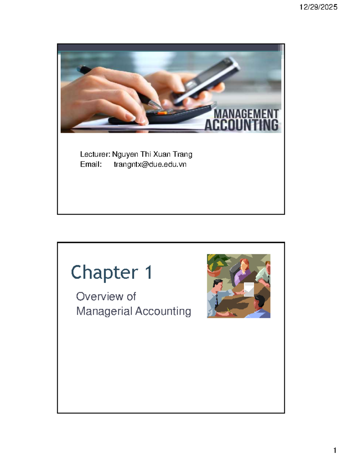 Chapter 1 Overview of Managerial Accounting (MA KE TOAN QUAN TRI) - Studocu