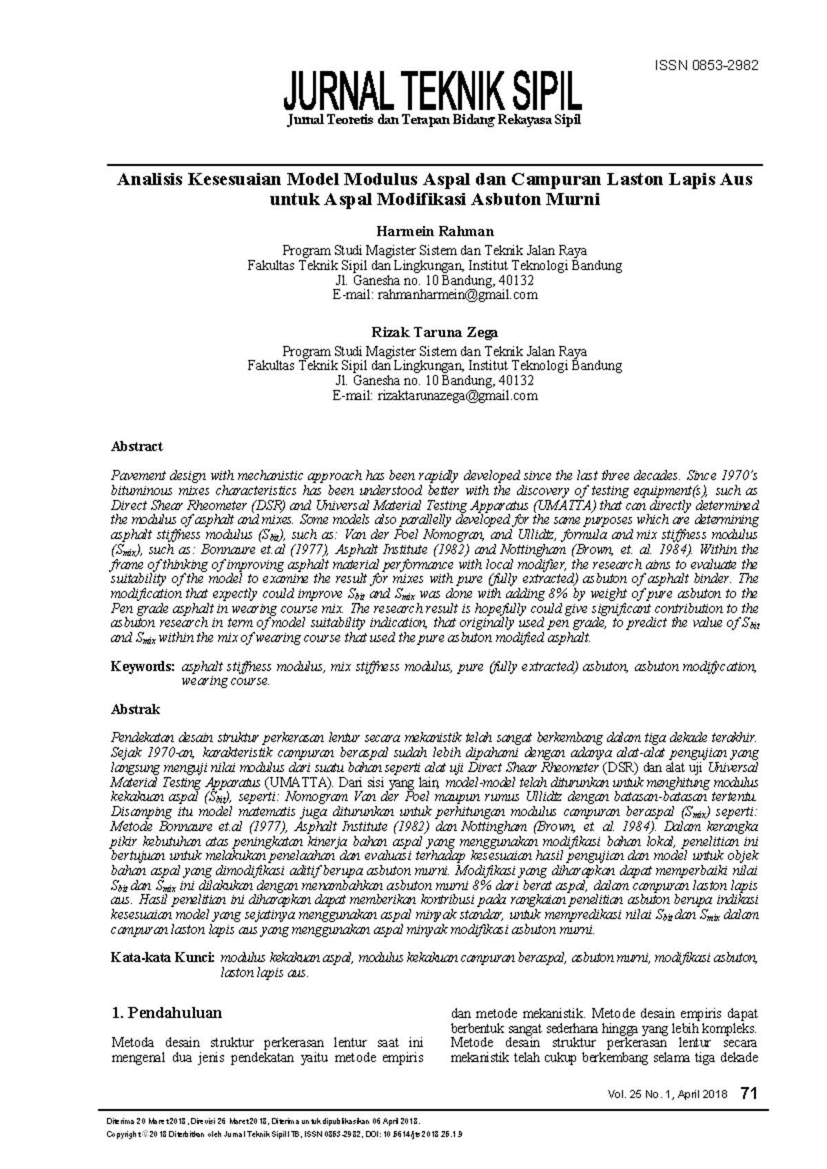 Analisis Kesesuaian Model Modulus Aspal dan Laston Lapis Aus - Jurnal ...