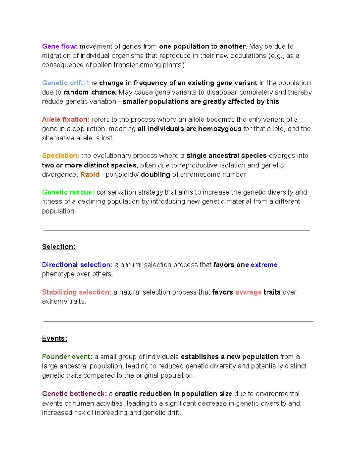 Bio1070 topic test 2: gene flow, genetic drift, and hemoglobin ...