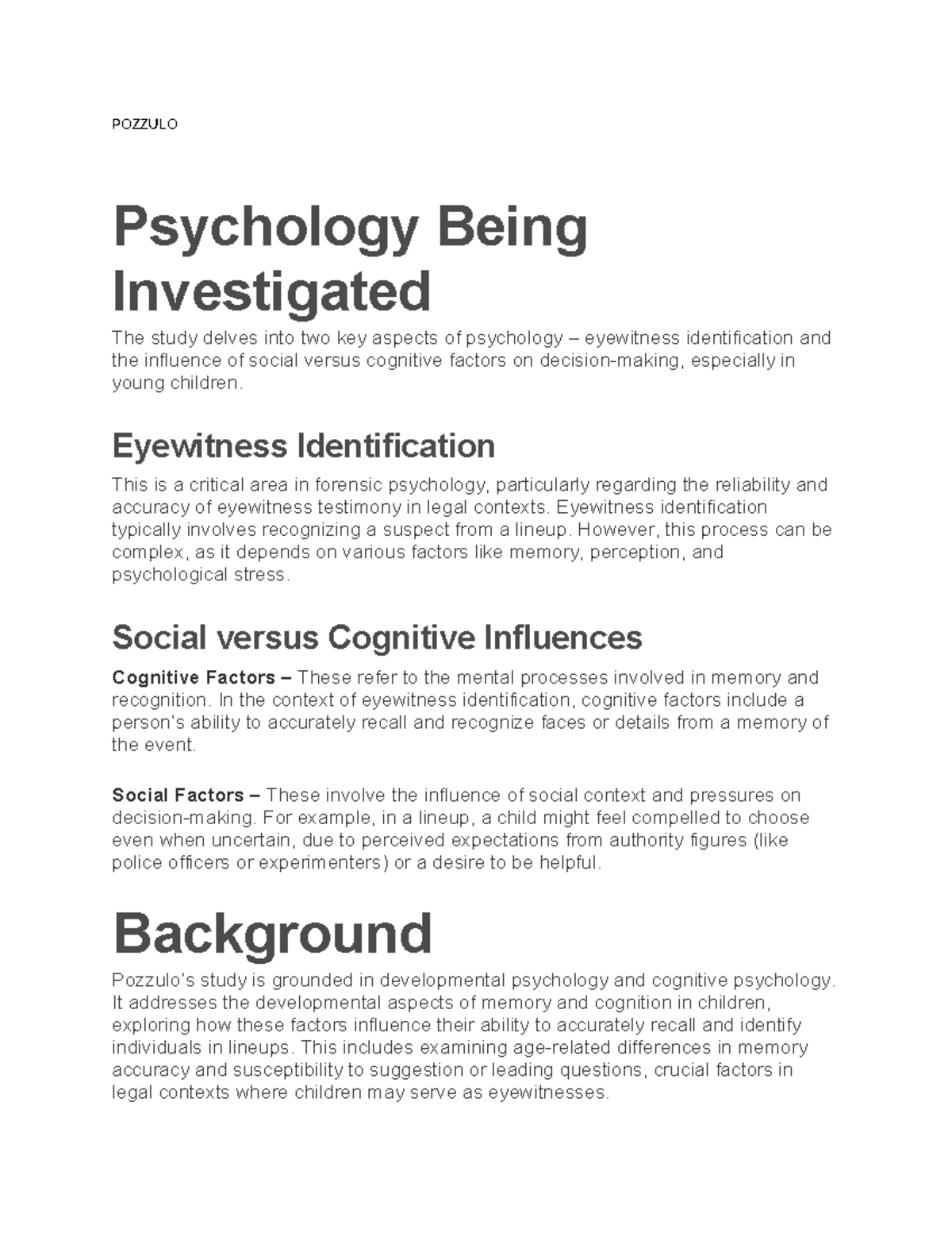 Pozzulo - CIE: Investigating Eyewitness Identification in Children ...