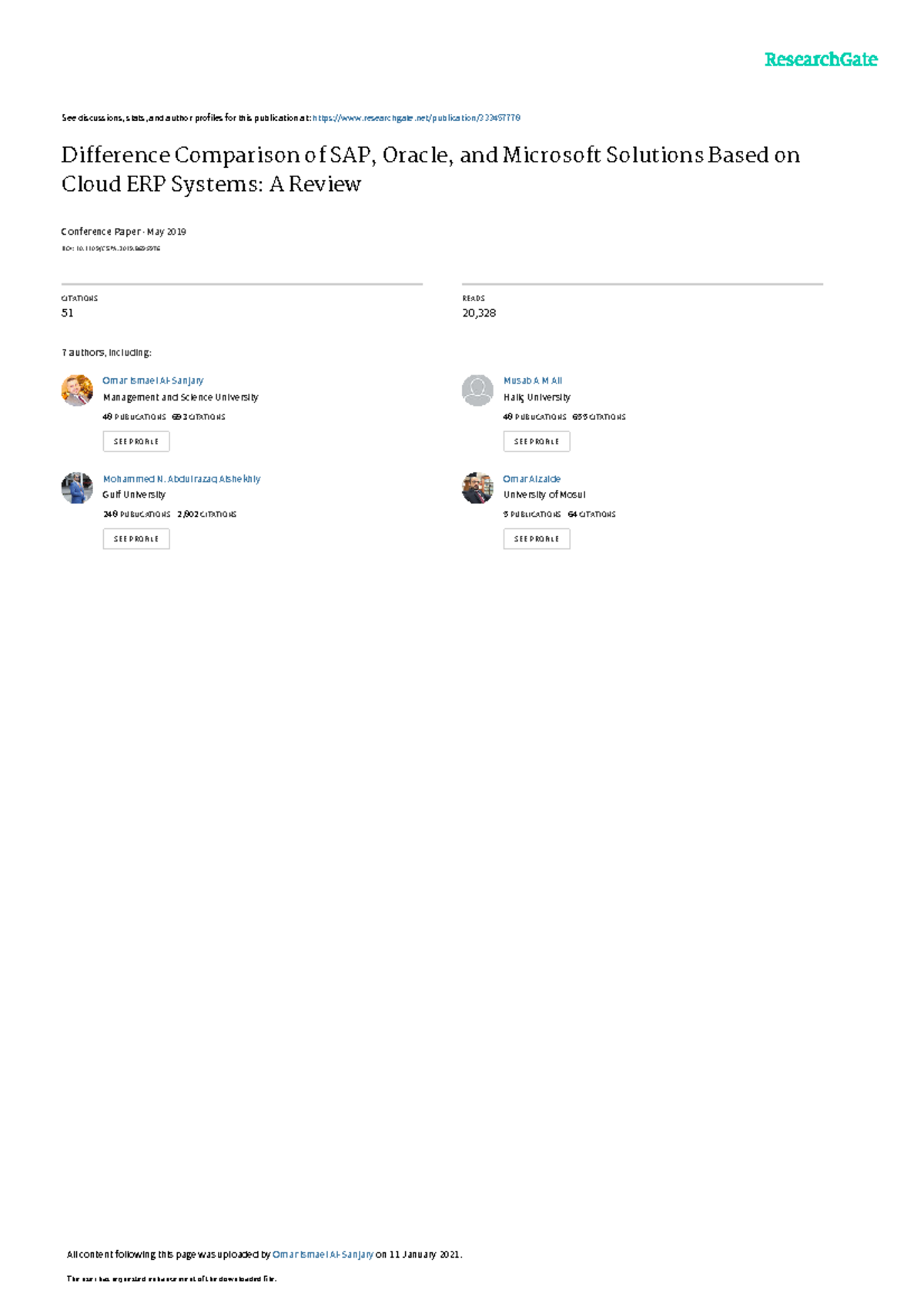 Difference Comparison of SAP, Oracle, & Microsoft Cloud ERP Systems - Studocu