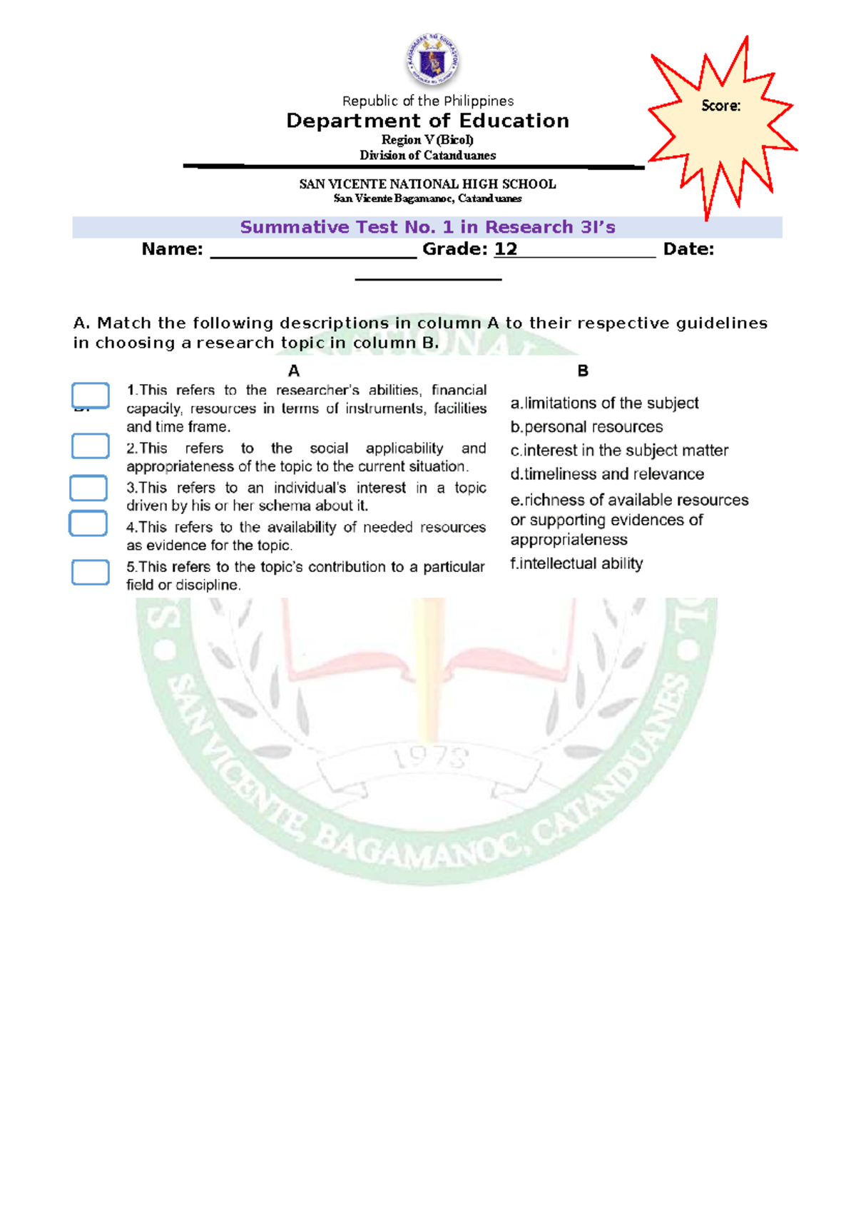 ST 1 Research 3is - Guidelines for Choosing a Research Topic - Studocu