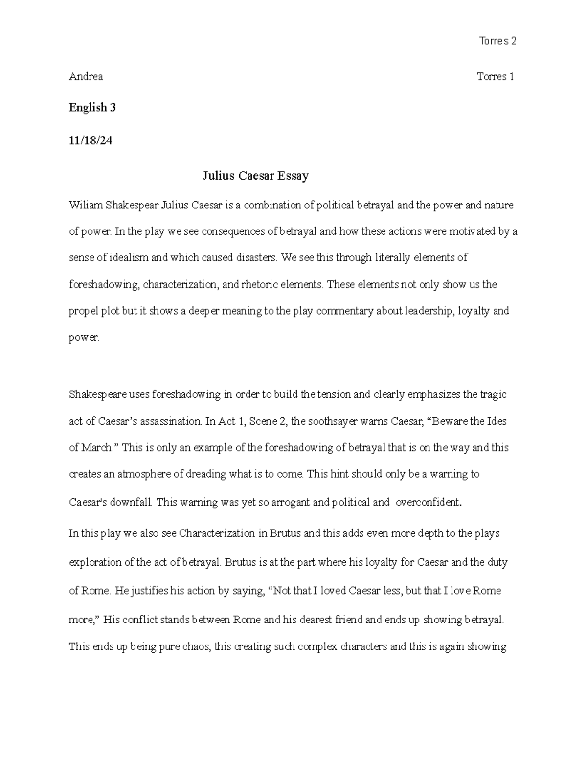 3.5 Final draft - jsannxsajoxnao - Torres 2 Andrea Torres 1 English 3 ...