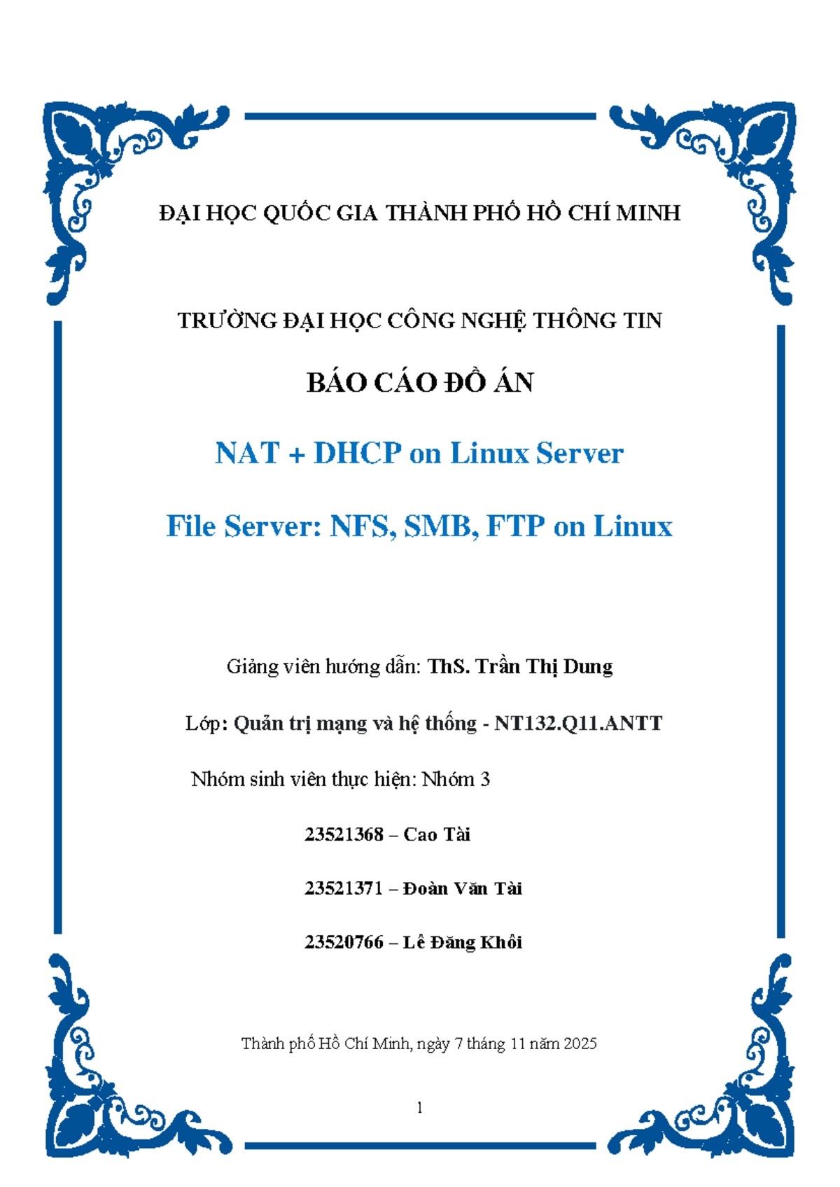 Báo cáo Đồ án NT132.Q11.ANTT: Triển khai DHCP và File Server trên Linux ...