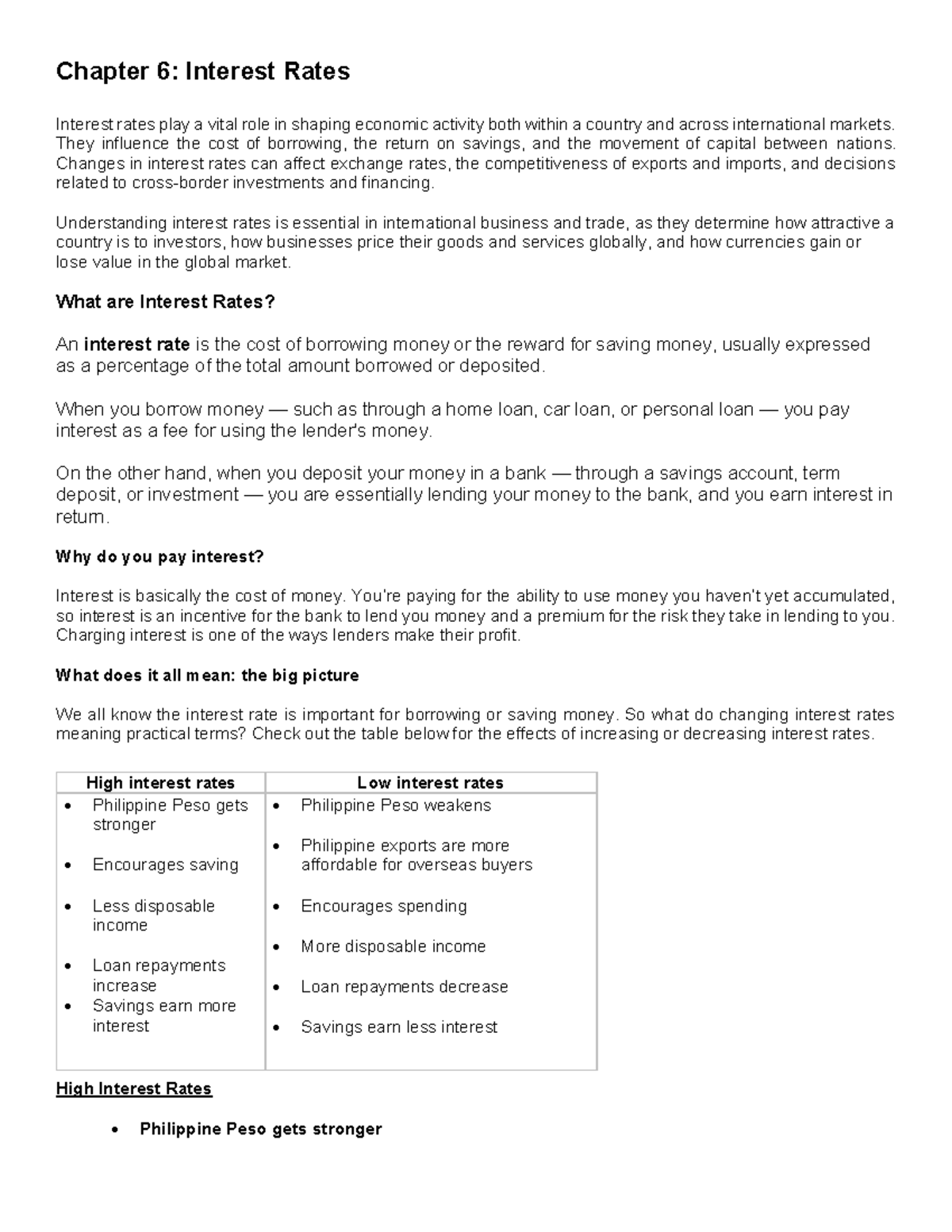 Chapter 6: Understanding Interest Rates and Their Economic Impact - Studocu