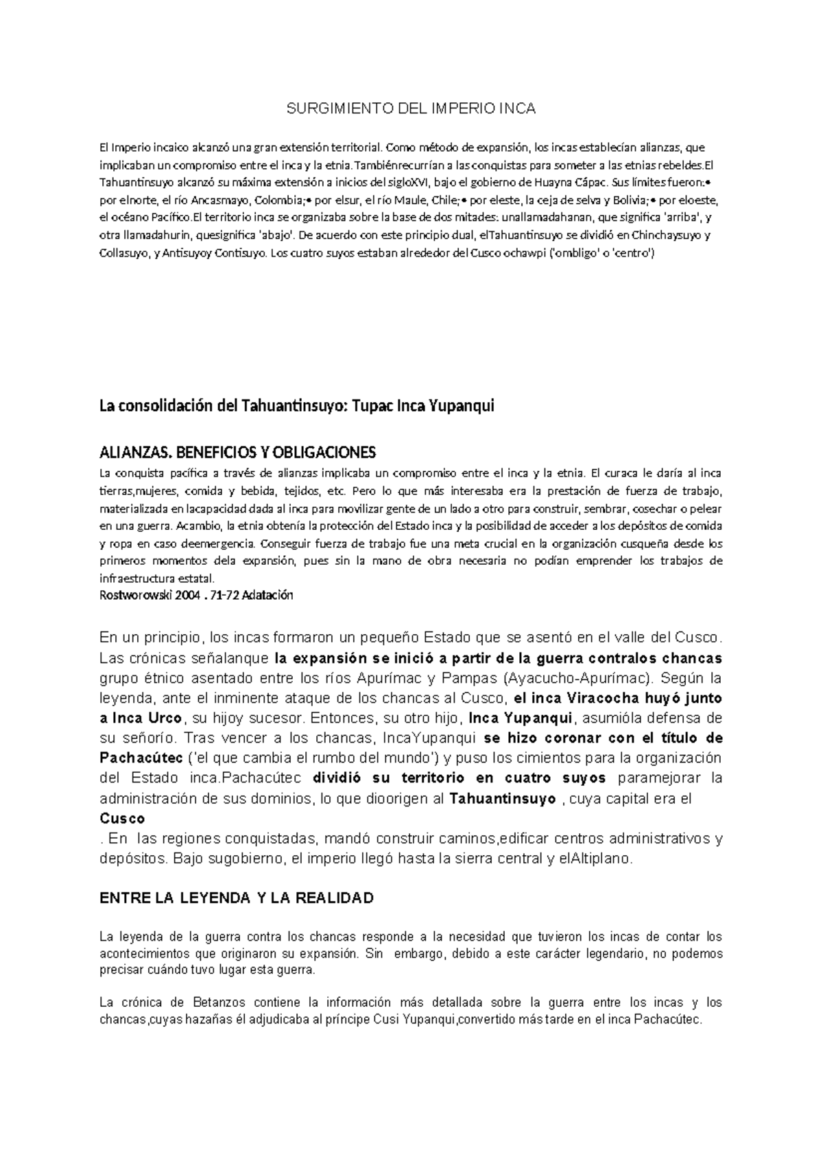El Surgimiento del Imperio Inca: Alianzas y Conquistas (Ficha 03-07 ...