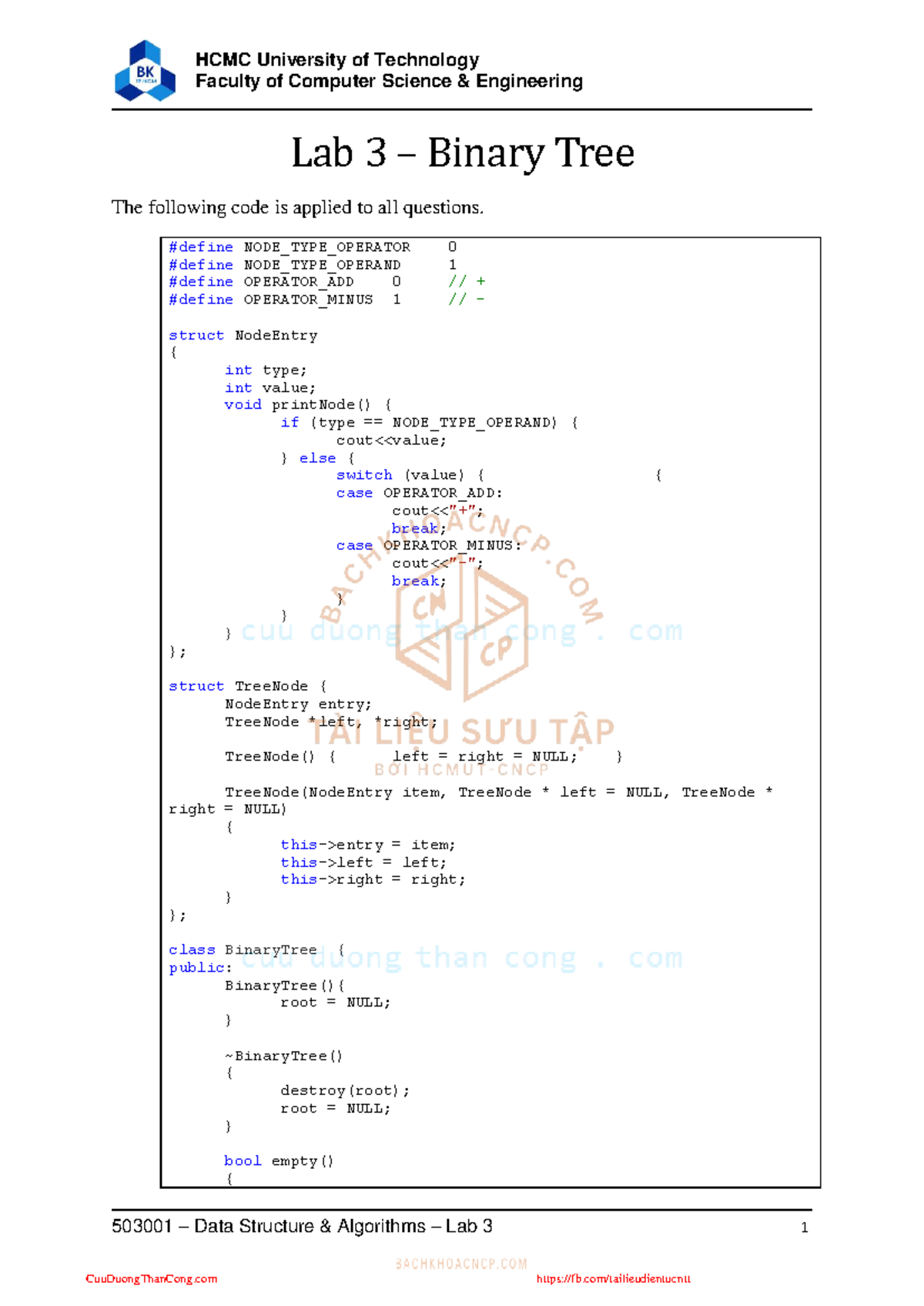 Lab 3: Binary Tree Implementation - 503001 Data Structures - Studocu