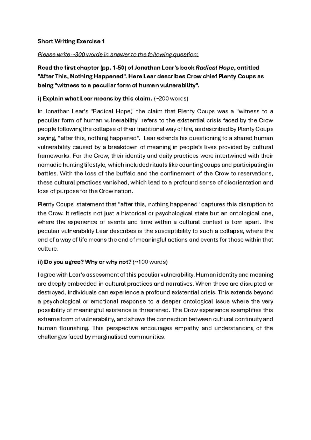 ASP326 SWE1 - Short Writing Exercise 1 - Short Writing Exercise 1 ...