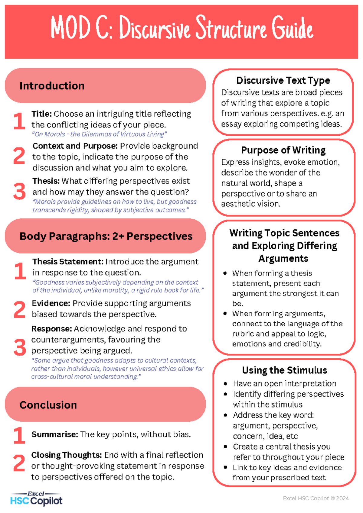 HSC Pilot: Discursive Structure Guide for Essay Writing - Studocu