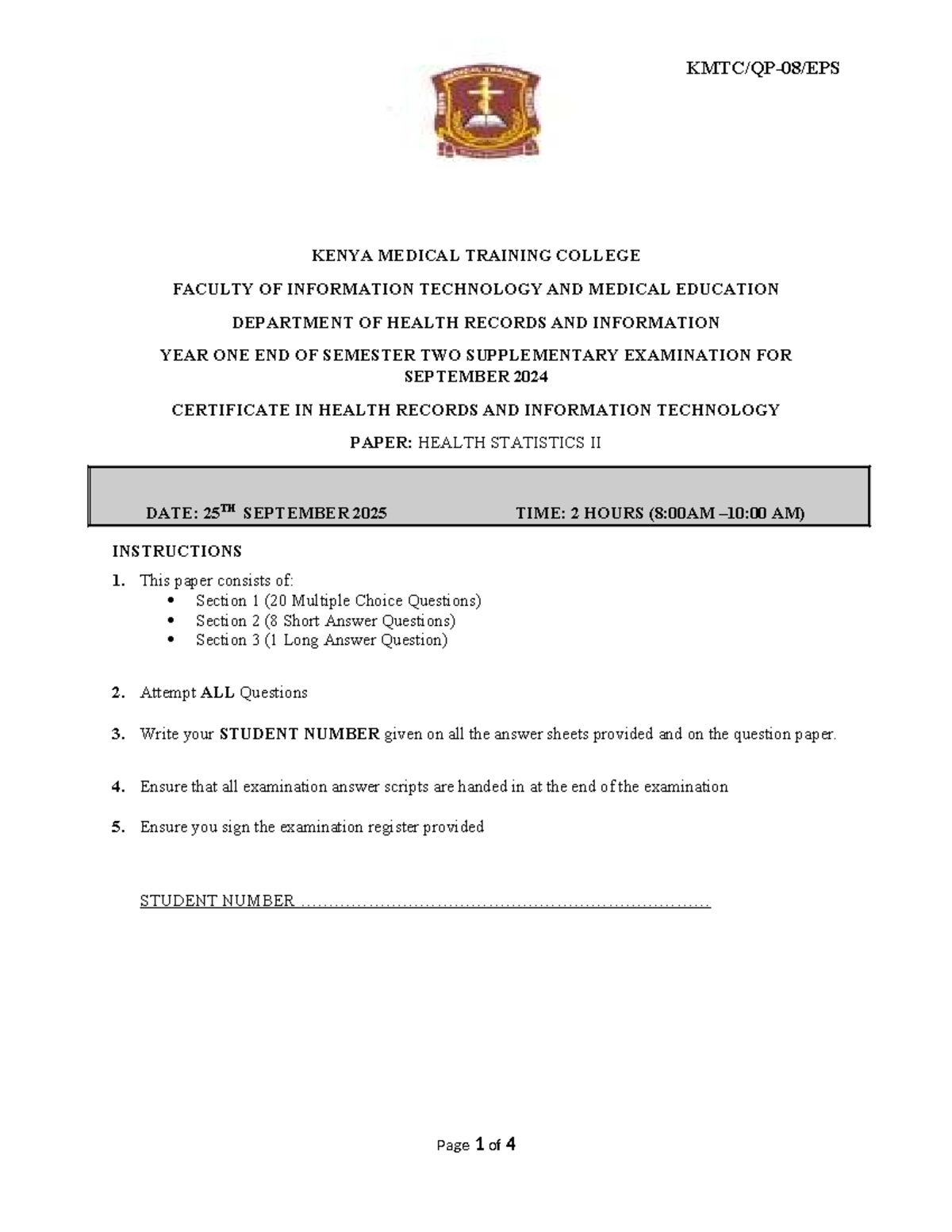 Health Statistics II - Year 1 End of Semester Exam Revision - Studocu