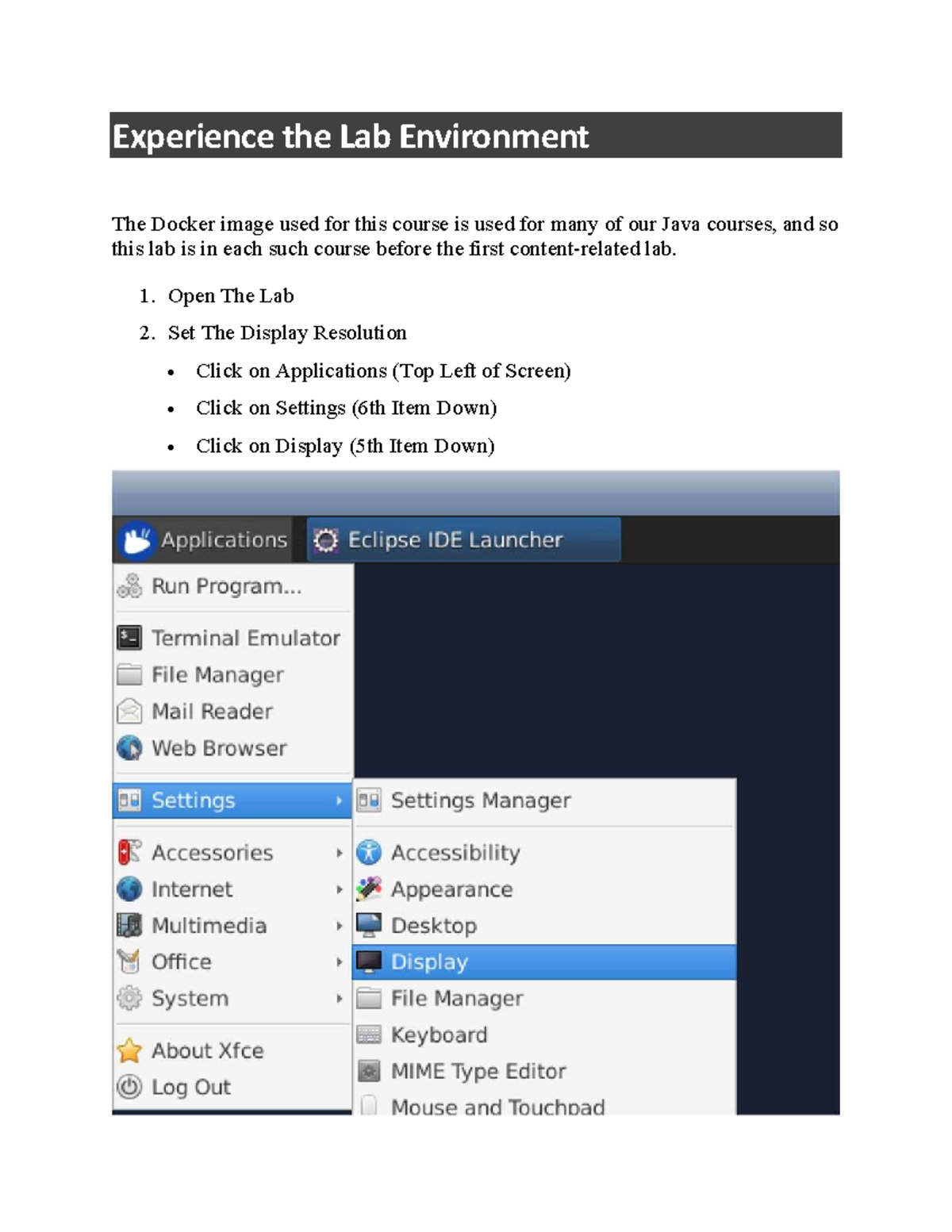 Java Lab Setup Guide: Adjusting Display Resolution - Studocu