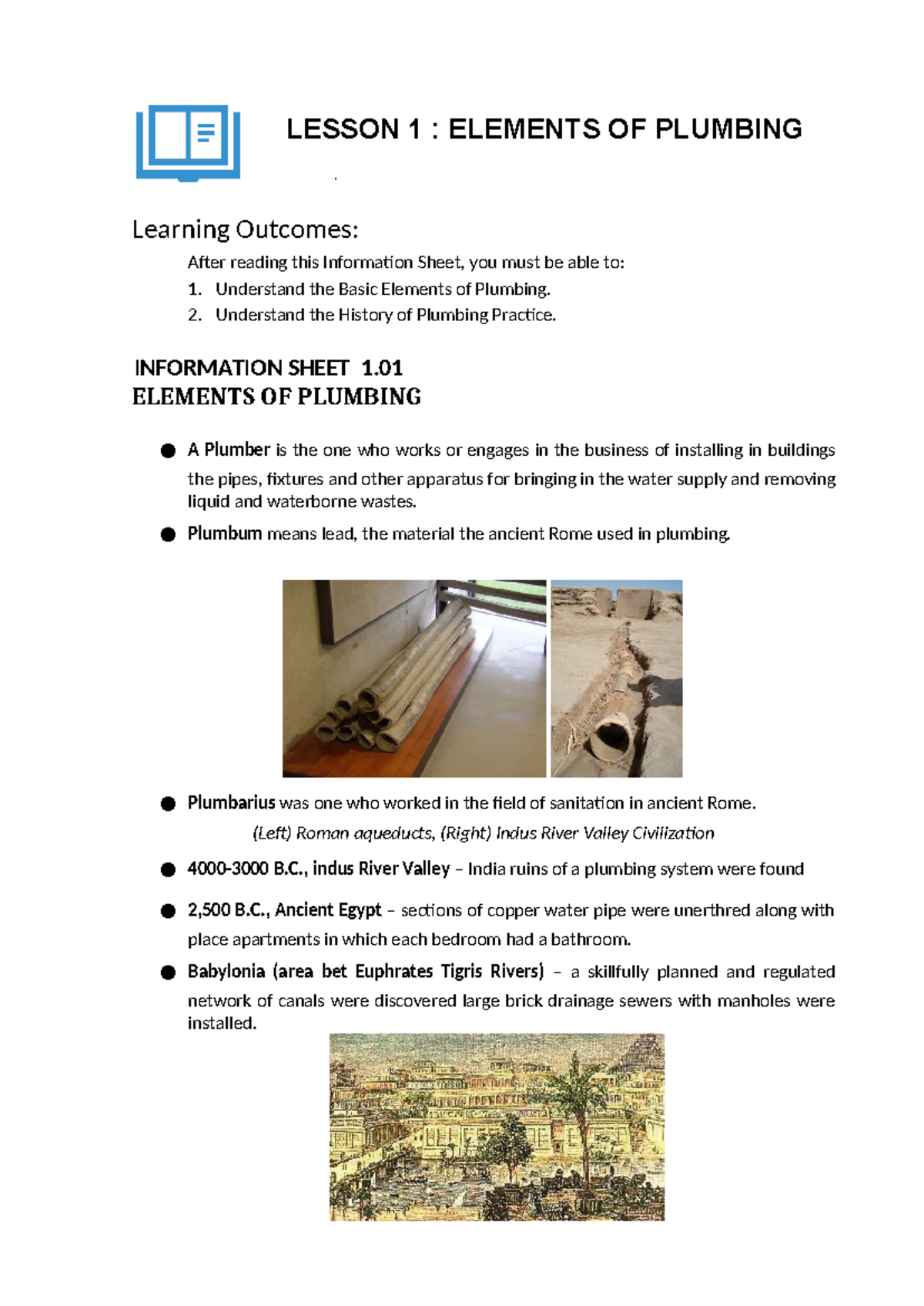 LESSON 1 & 2: ELEMENTS & PRINCIPLES OF PLUMBING CTM7 - Studocu