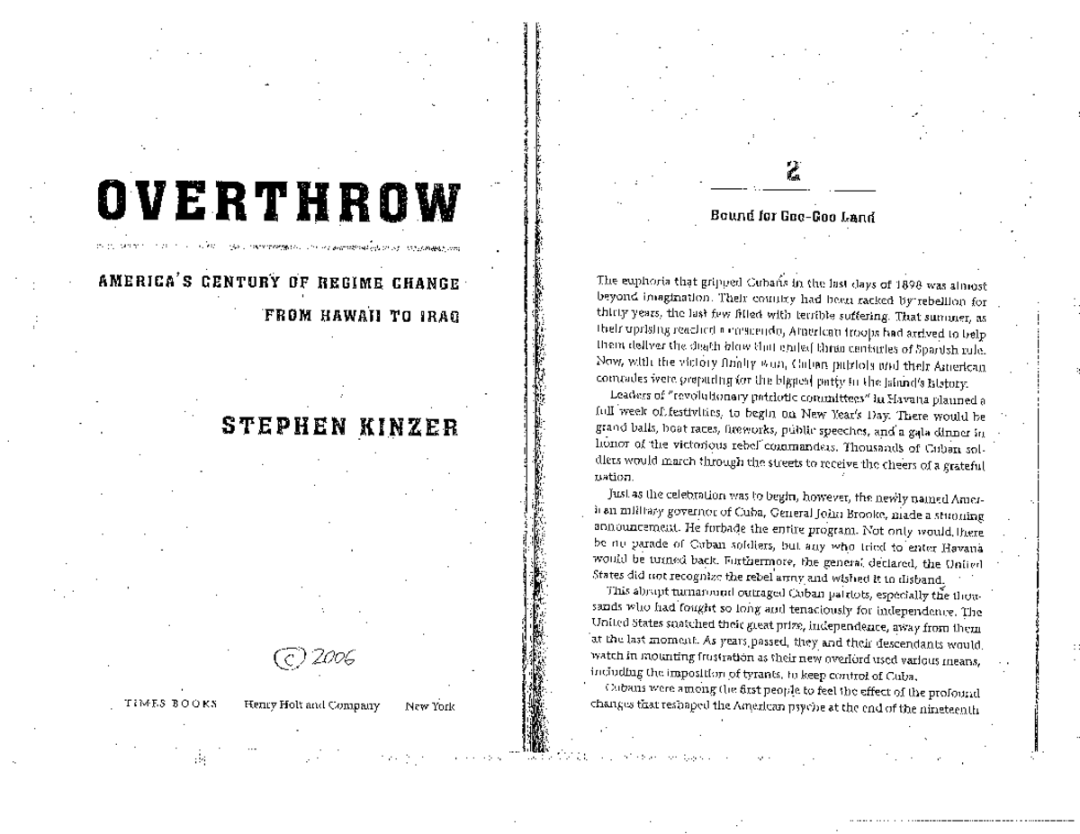 Overthrow: A Study on America's Regime Changes (HIST 101) - Studocu