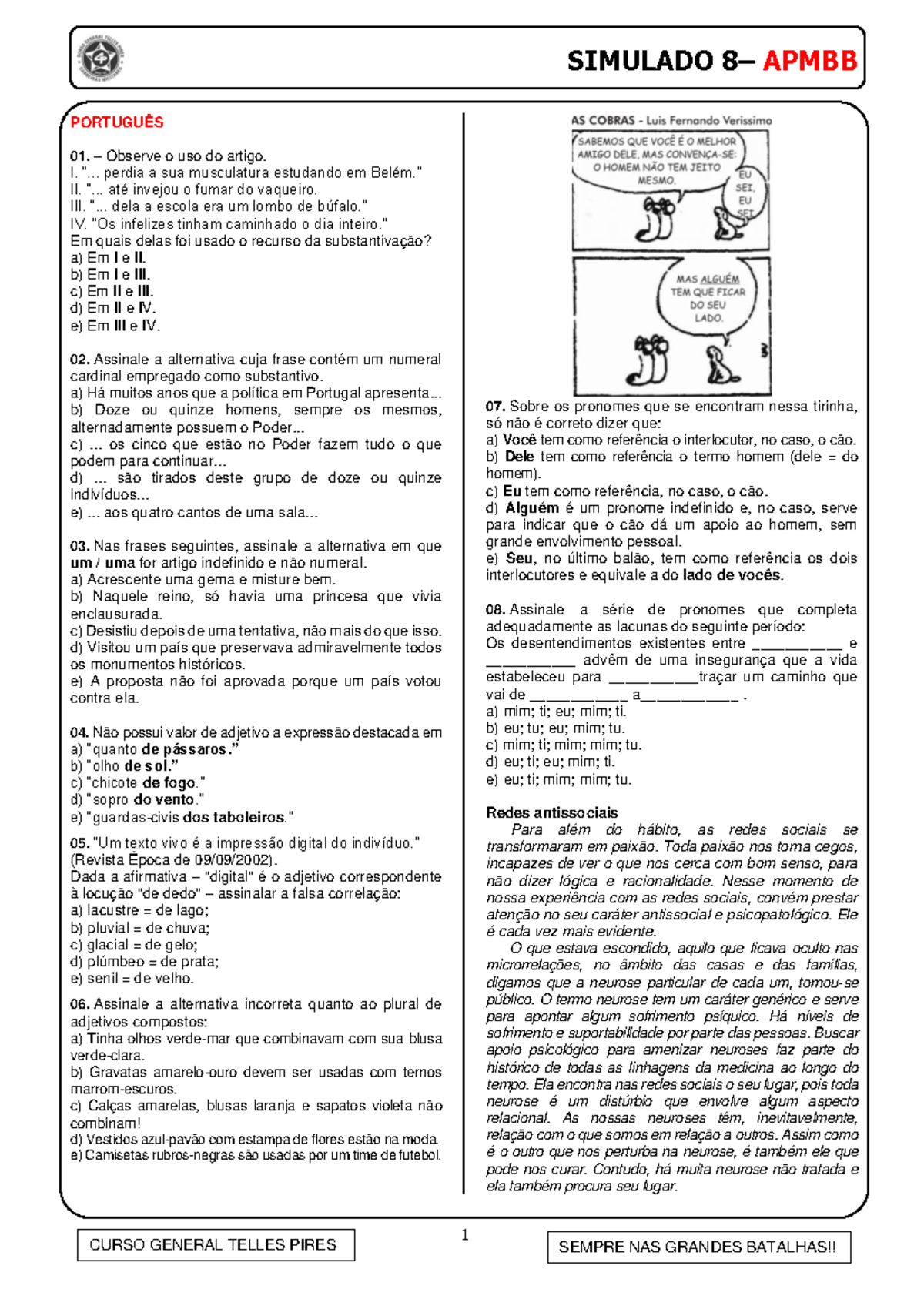 SIMULADO APMBB 8 - RESUMO PARA CONCURSEIROS - Studocu