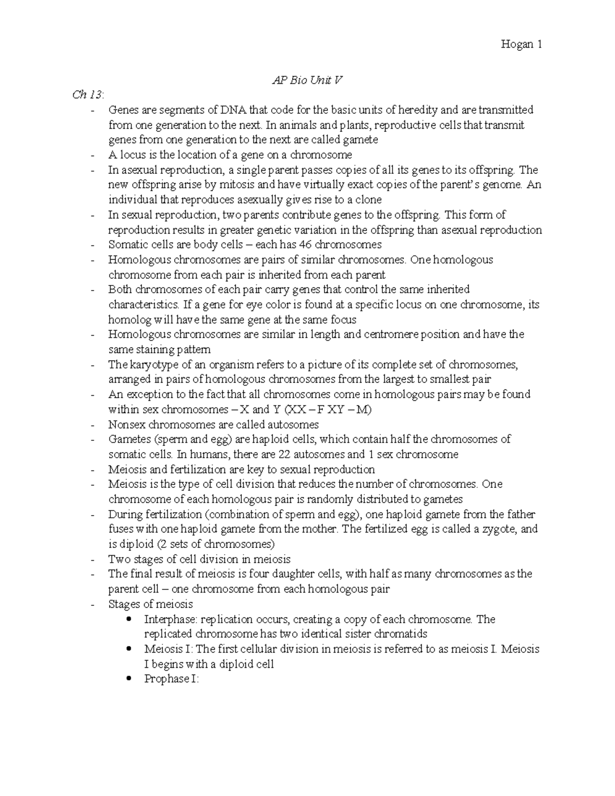 Understanding Meiosis and Mendelian Genetics: AP Bio Unit V Notes - AP ...