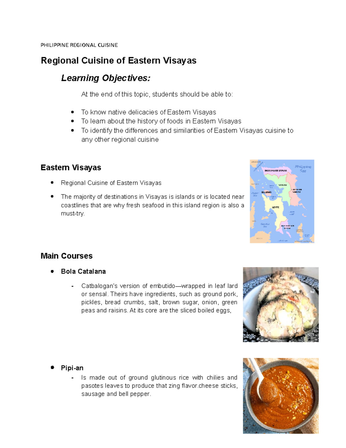 Eastern Visayas Cuisine: Delicacies & Culinary Traditions - Studocu