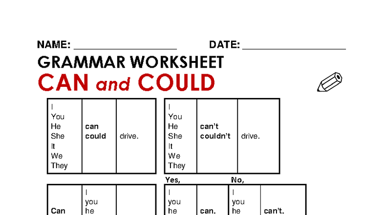 Atg-Worksheet: Grammar Practice on Can and Could - Studocu