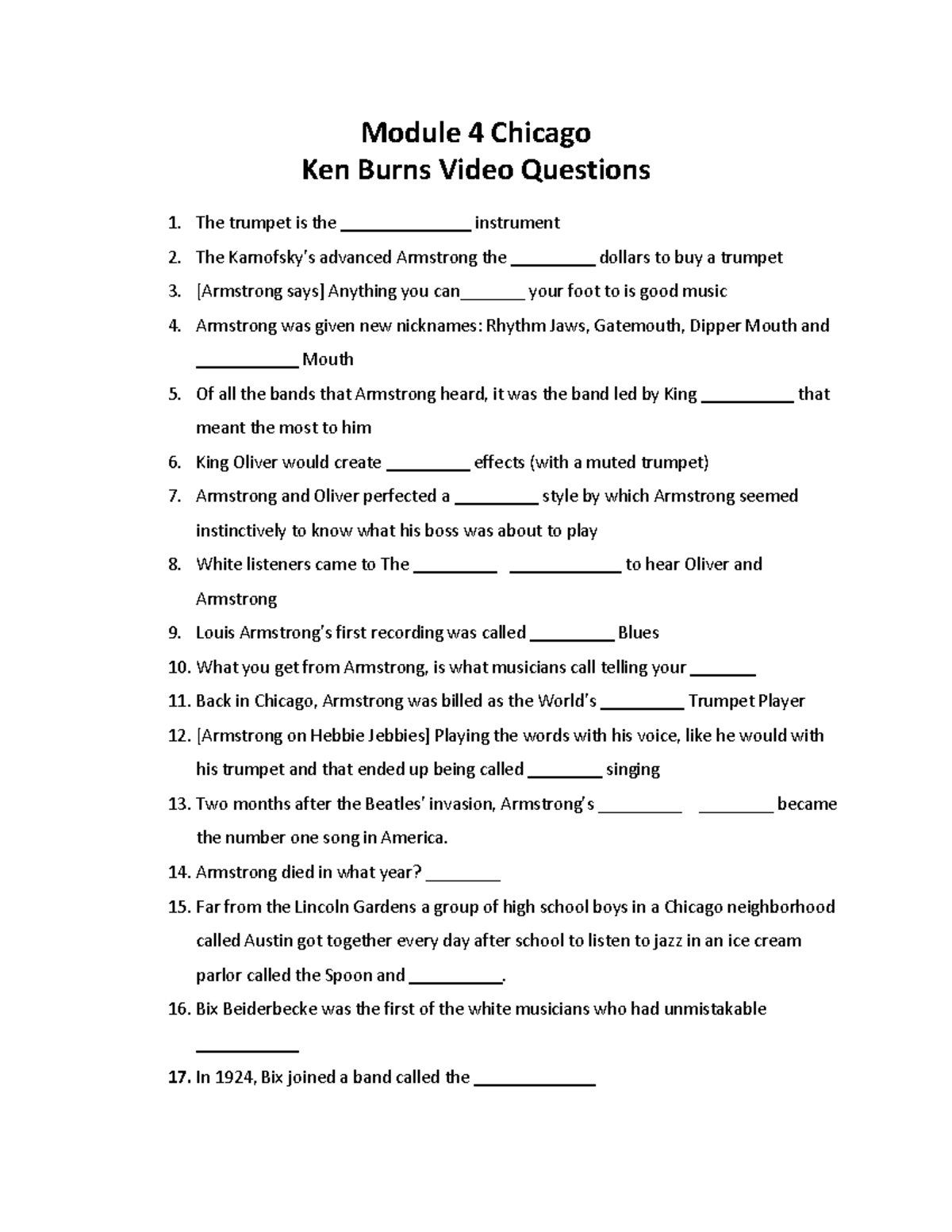 Module 4: Chicago - Ken Burns Video Study Questions - Studocu