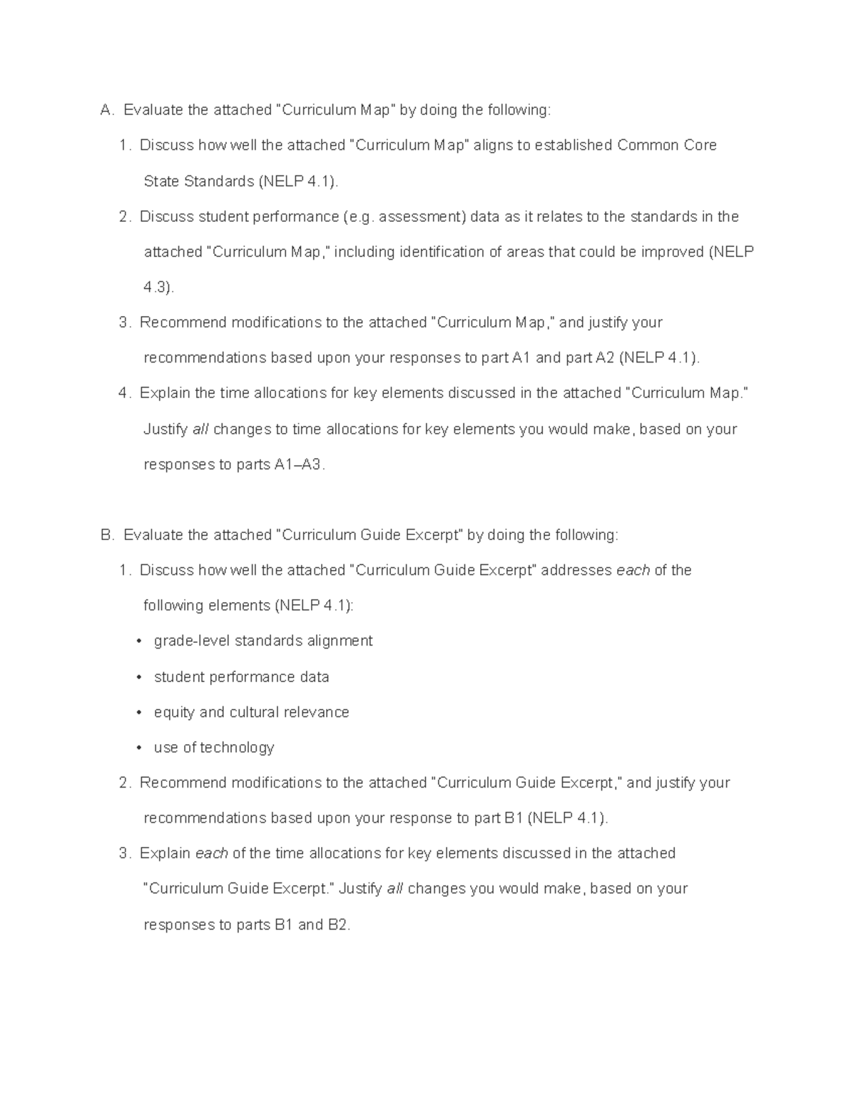 D021 Task 2 - D021 Task 2 - A. Evaluate the attached “Curriculum Map” by doing the following: 1 ...