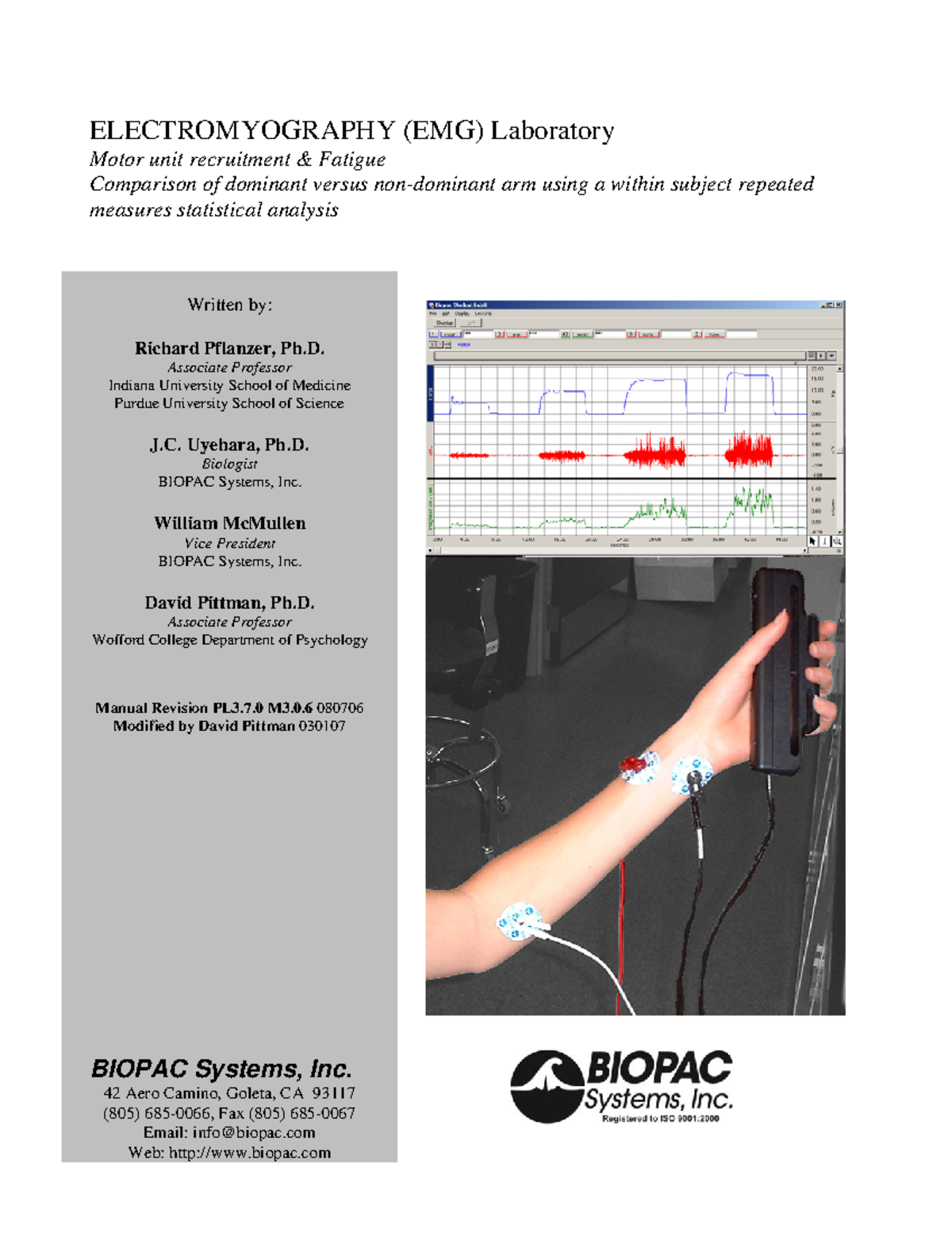 Lab report - n/a - ELECTROMYOGRAPHY (EMG) Laboratory Motor unit ...