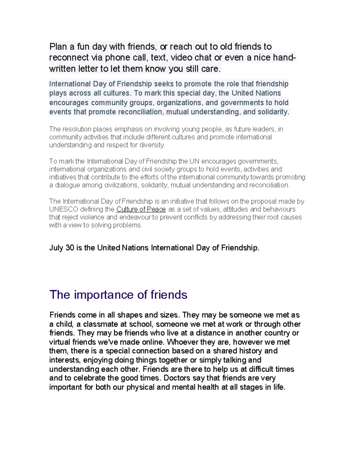 International DAY OF Friendship - Plan a fun day with friends, or reach ...