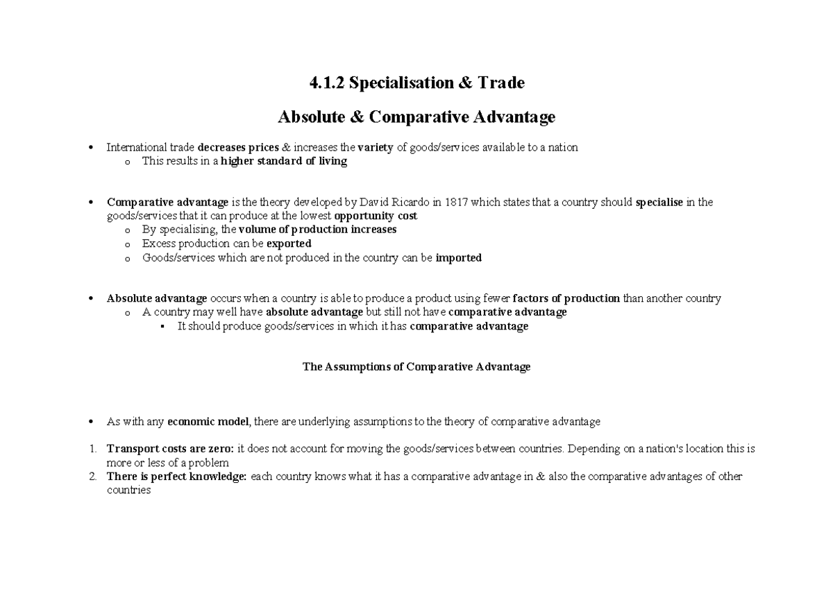 4.1.2 Specialization & Trade: Absolute vs. Comparative Advantage ...