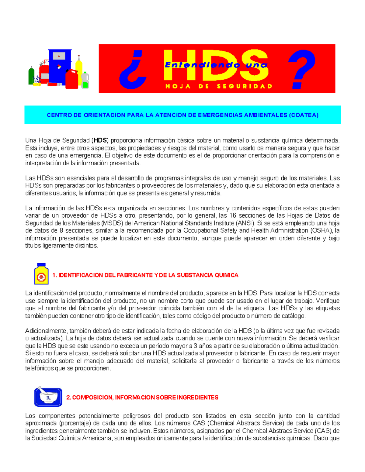 Guía de Hojas de Seguridad (HDS) en México: Información Esencial - Studocu