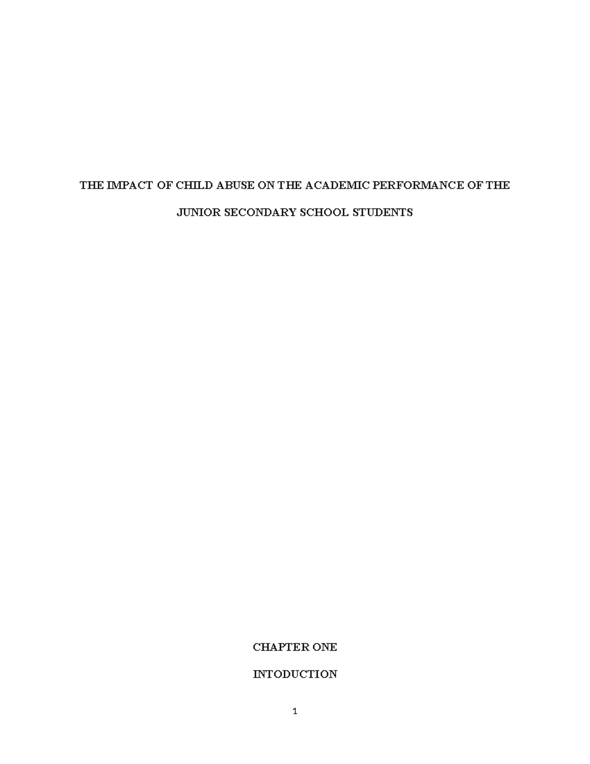 The Impact of Child Abuse on Academic Performance in Junior Secondary ...