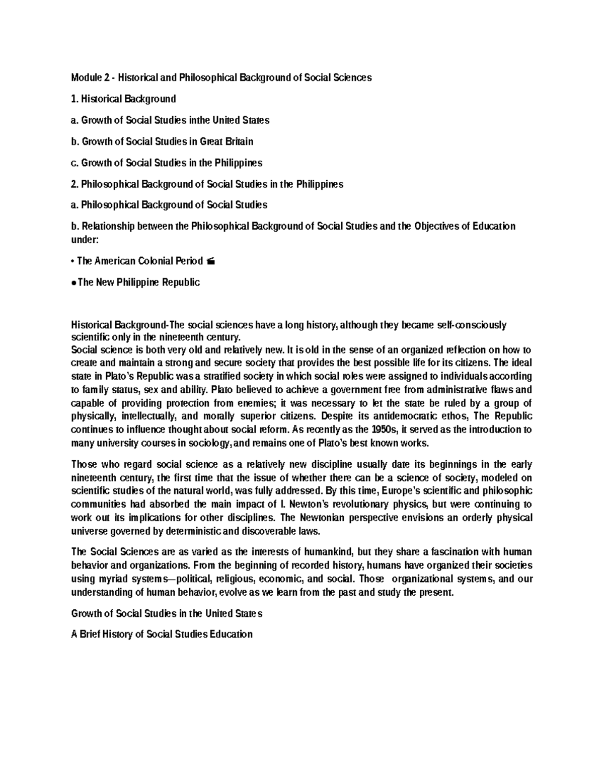 Module 2: Historical and Philosophical Foundations of Social Studies ...