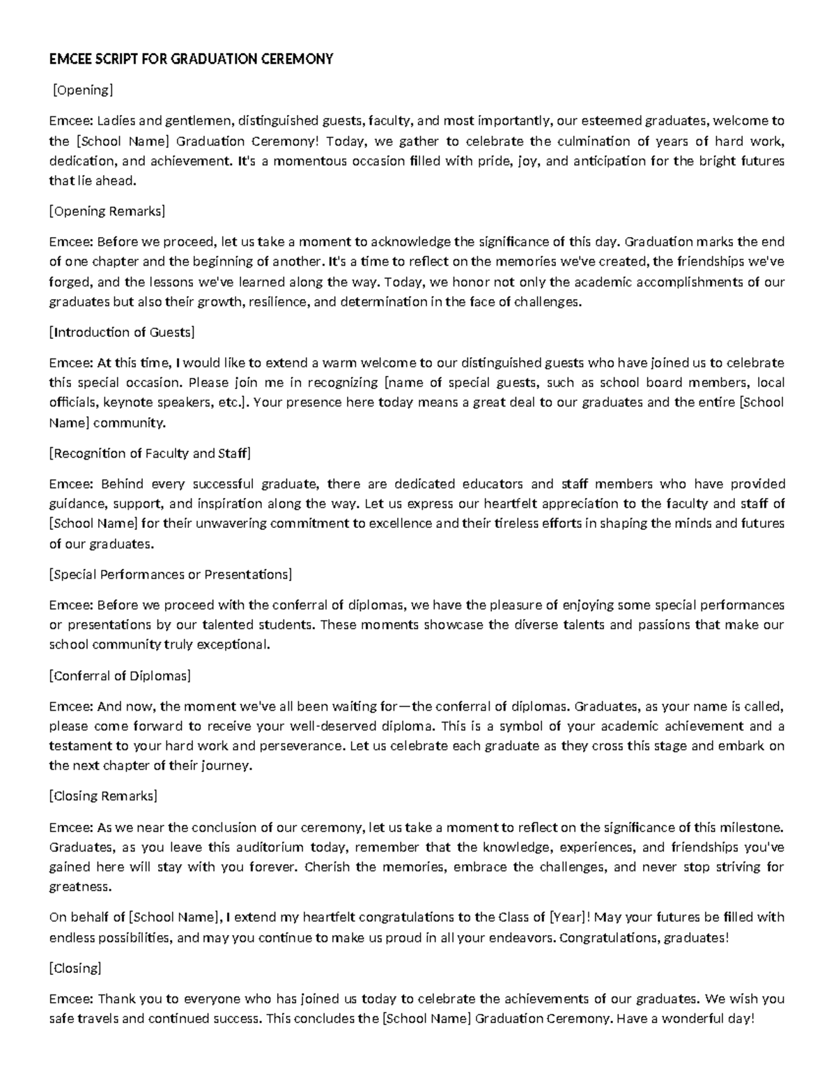 Emcee Script for Graduation Ceremony: Celebrating Achievement and ...