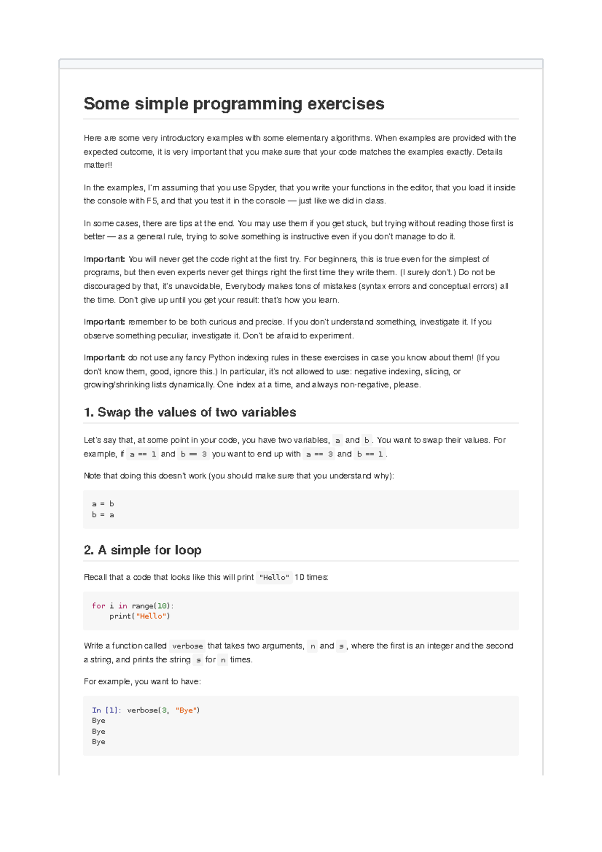 Exercises-1: Introductory Python Programming Tasks for CS - Studocu