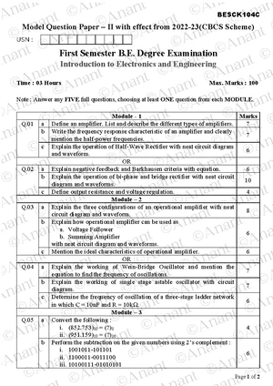 BESCK104C Midterm Question Paper – Electronics & Engineering - Studocu