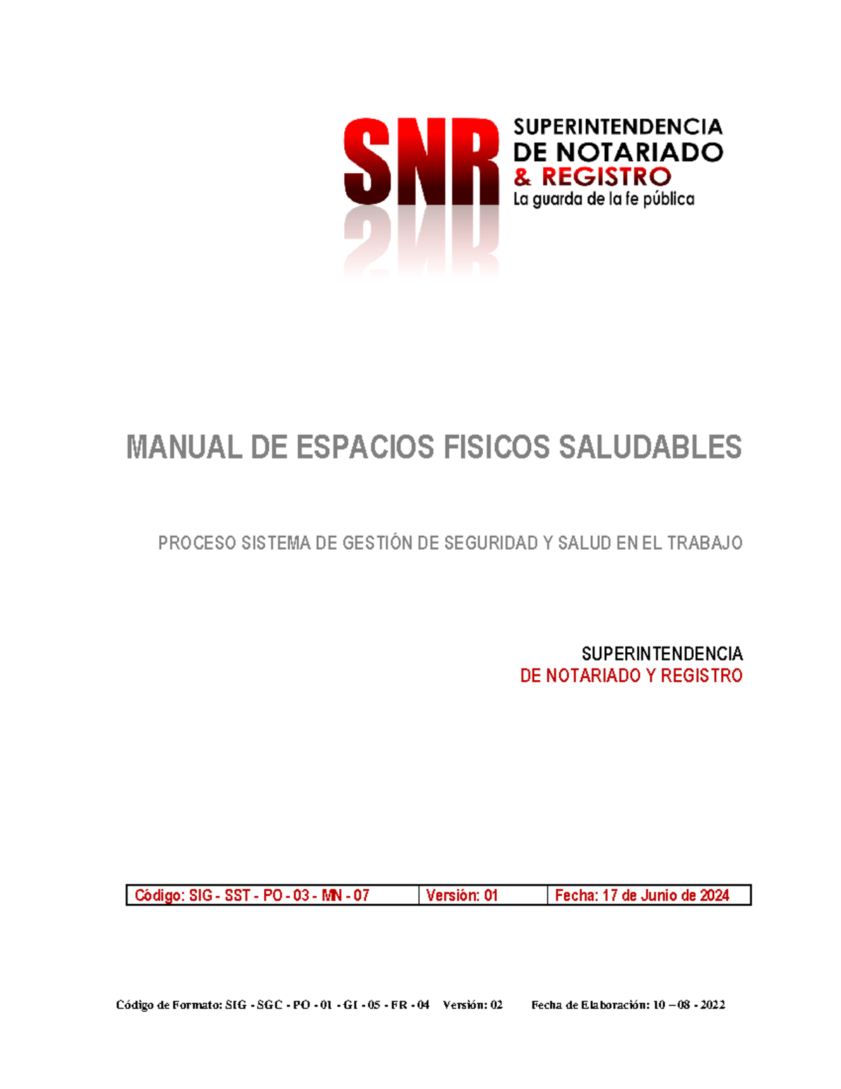 Manual de Espacios Físicos Saludables - Código SIG - SST - PO - 03 - MN ...
