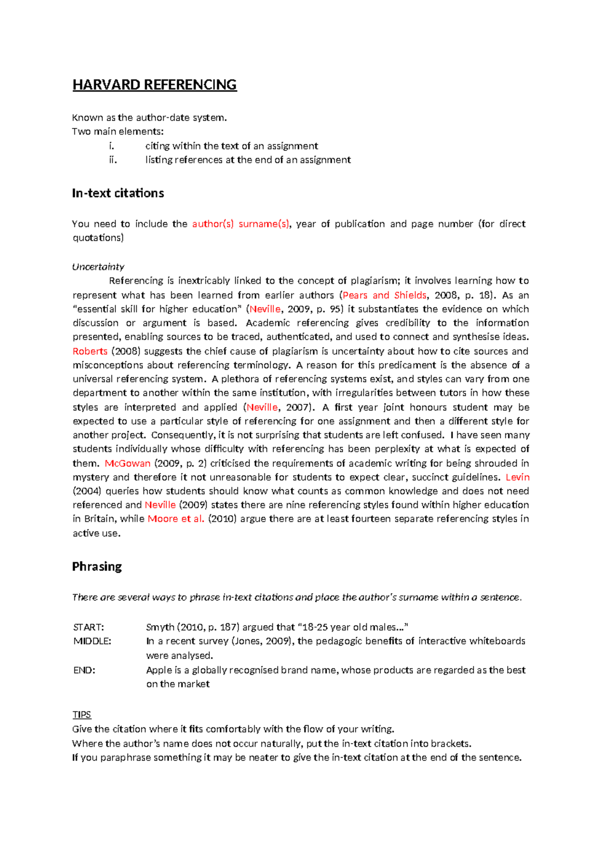 Examples of Harvard Referencing Techniques and Guidelines - Studocu