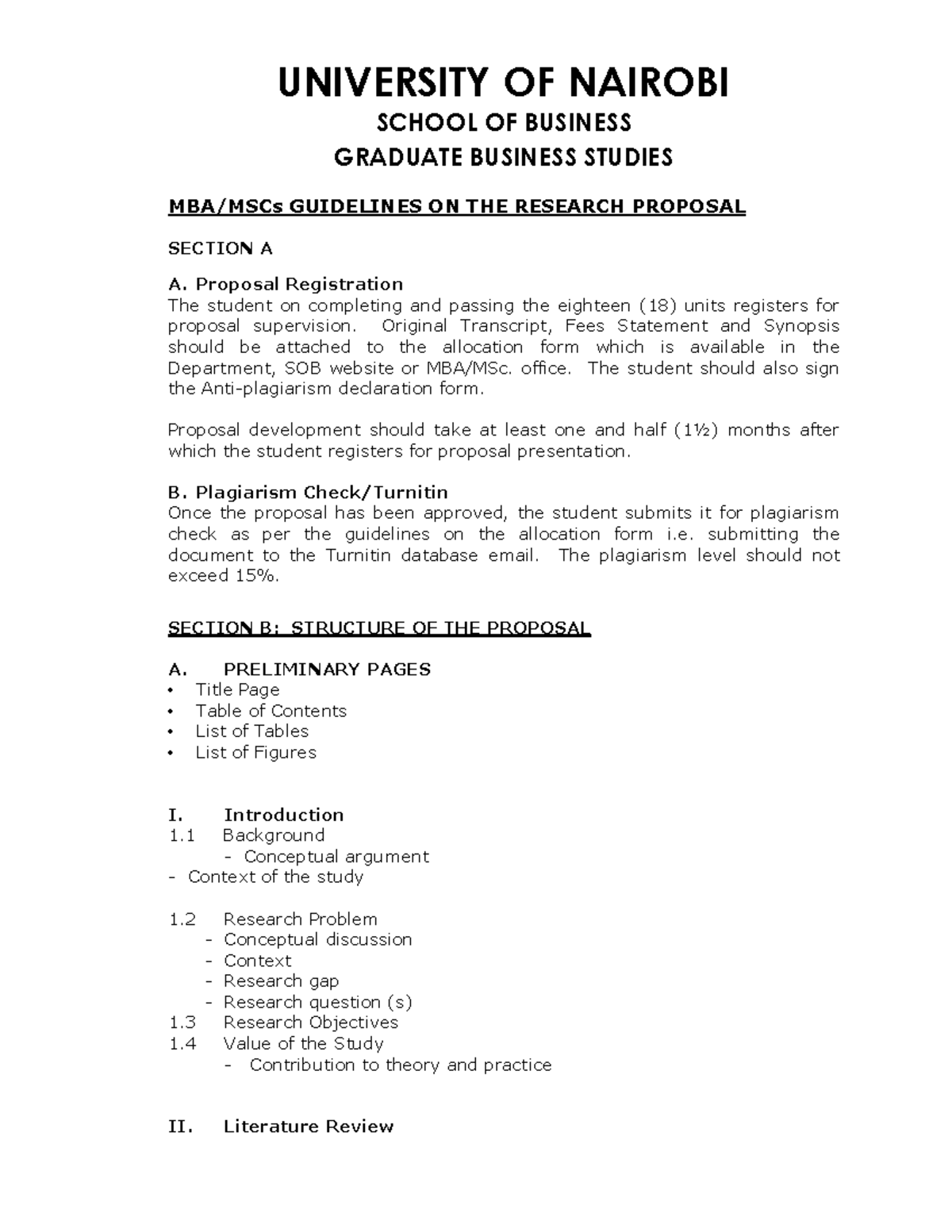 MBA Research Proposal Guidelines and Structure Overview - Studocu