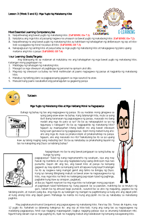 Quarter 3- Lesson 1 - Edukasyon sa Pagpapakatao Learning module ...