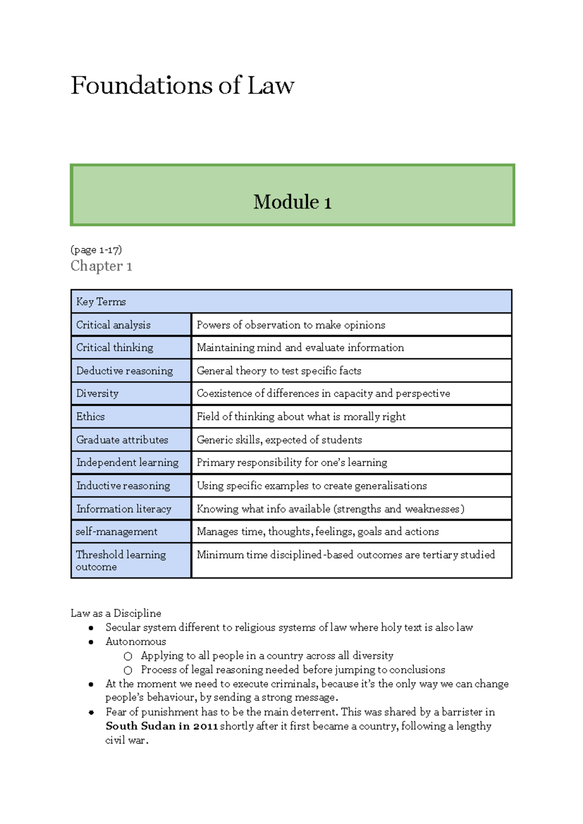 Foundations of Law: Key Concepts and Legal Reasoning (Module 1) - Studocu