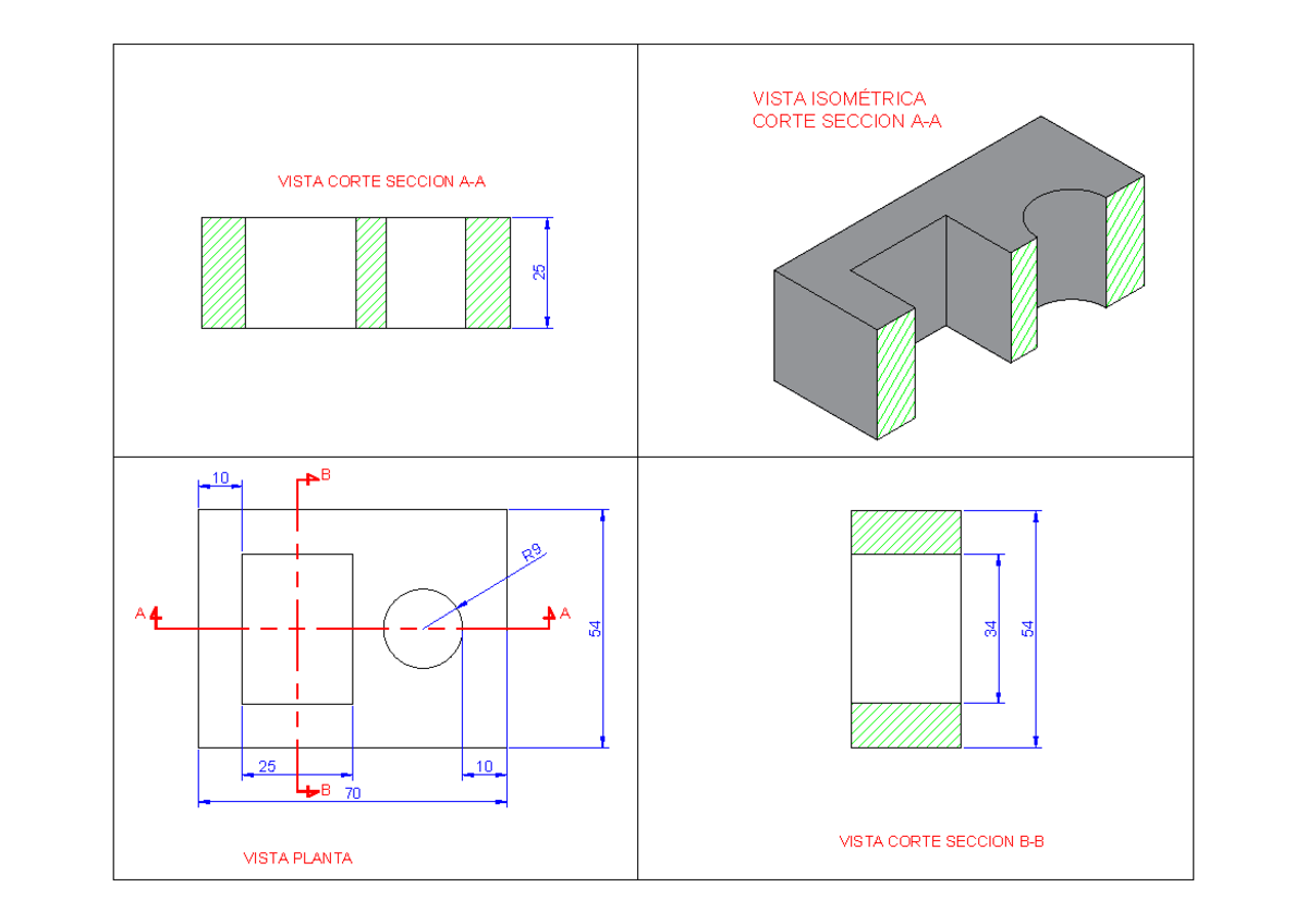 Practica 1- Vista Corte 1 - Dibujo para ingeniería - VISTA CORTE ...