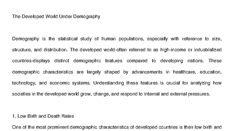 Demographic Trends in the Developed World: Key Insights and Challenges ...