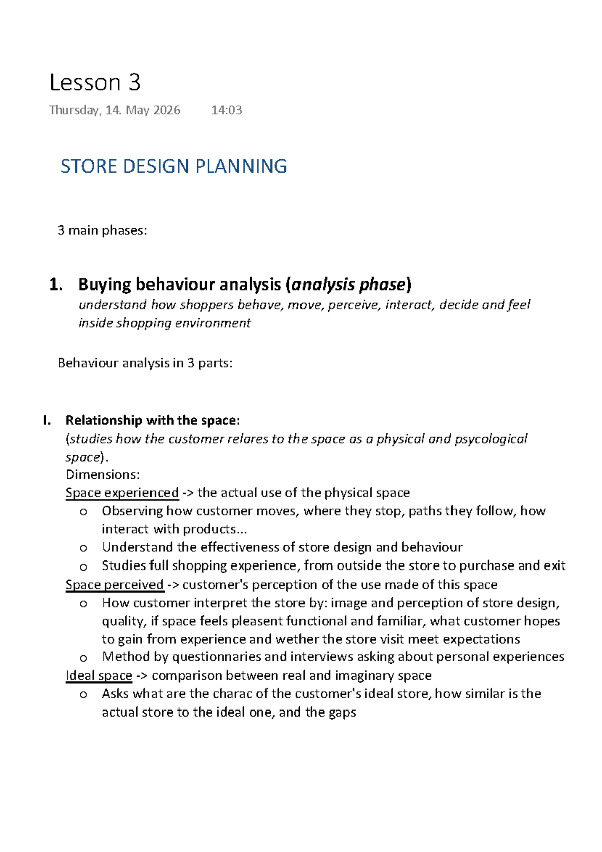 Lesson 3: Store Design Planning Overview and Key Phases - Studocu