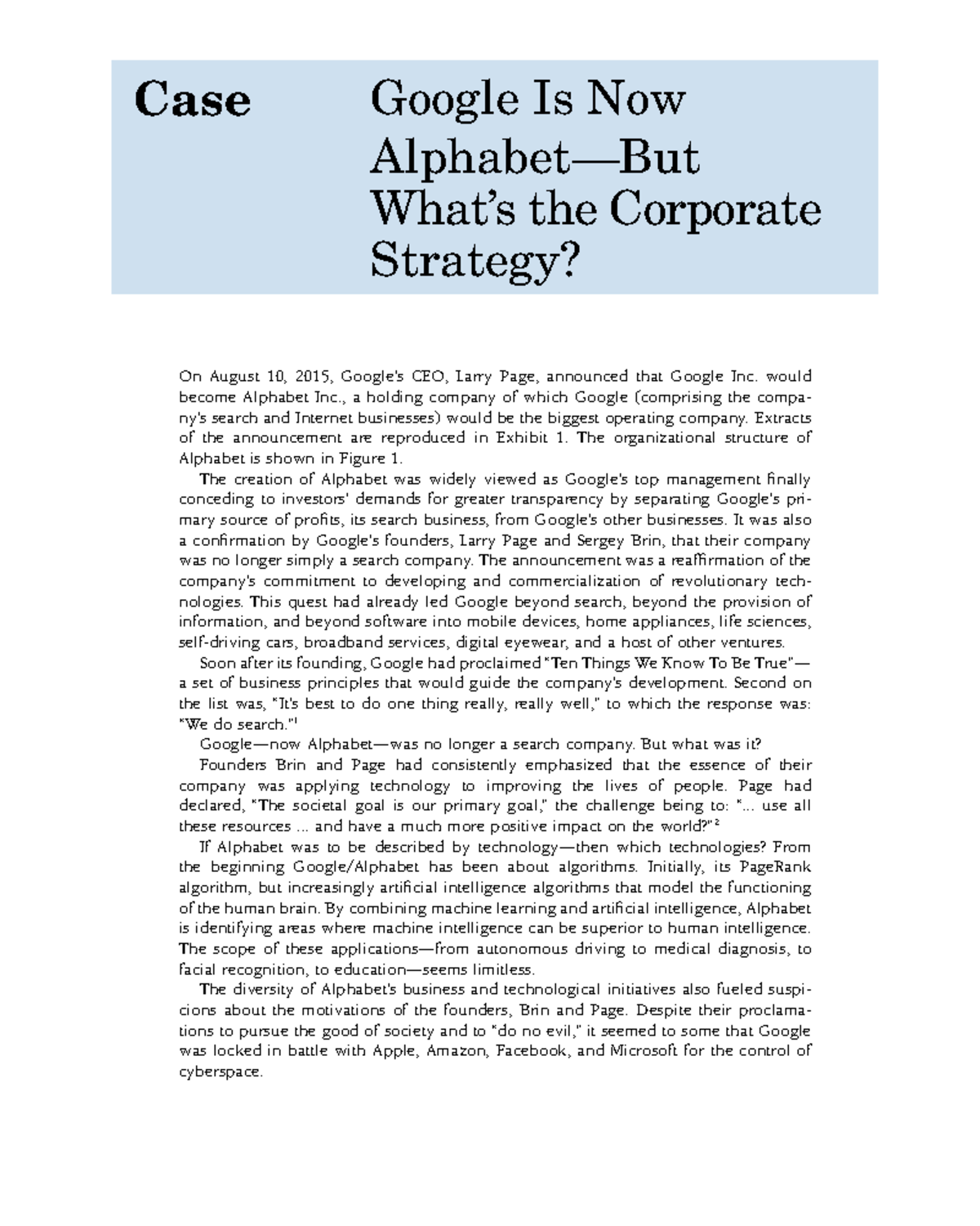 Case Study: Analyzing Google's Corporate Strategy Post-Alphabet ...